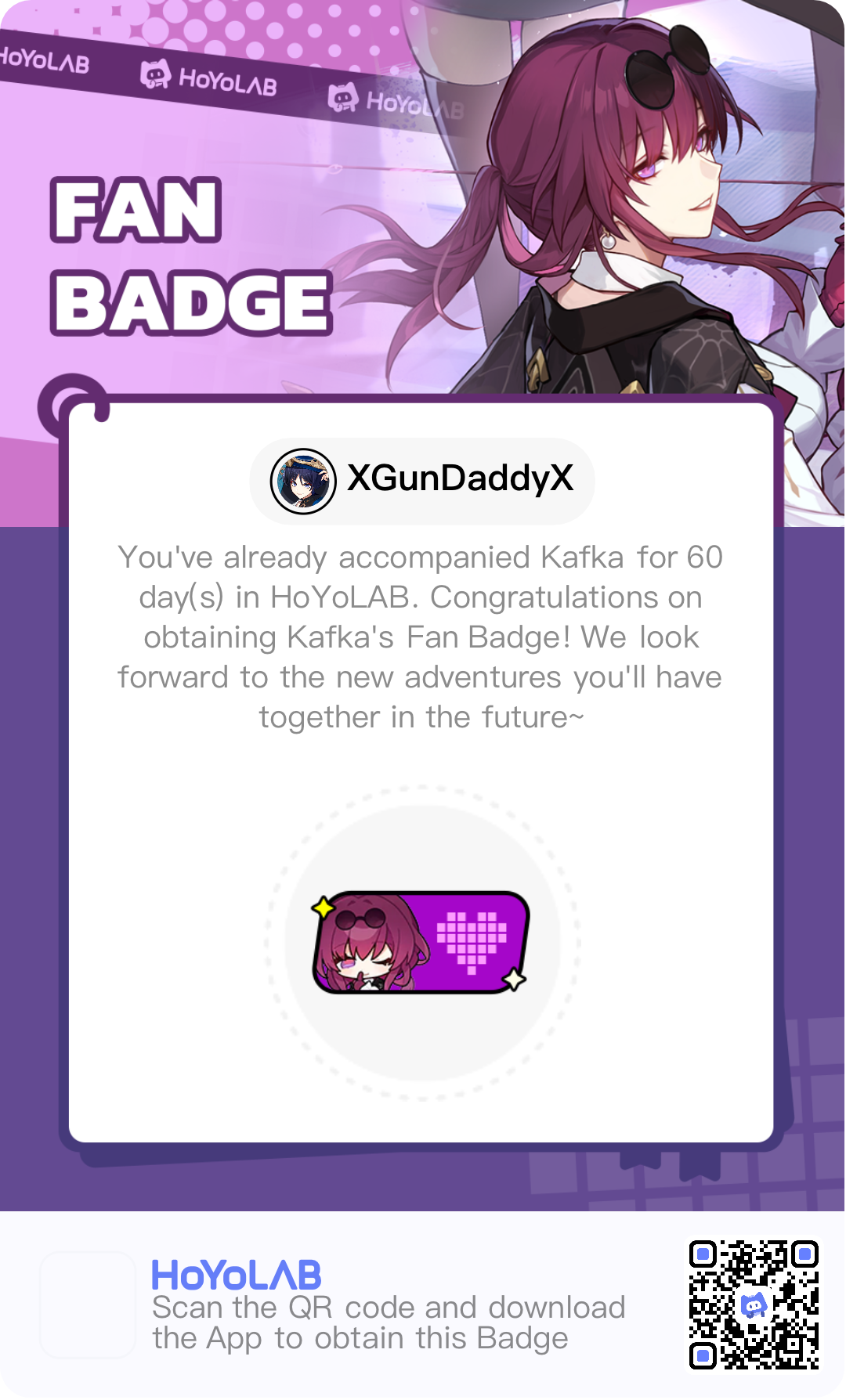 Unlocked Kafka Fan Badge! Genshin Impact | HoYoLAB