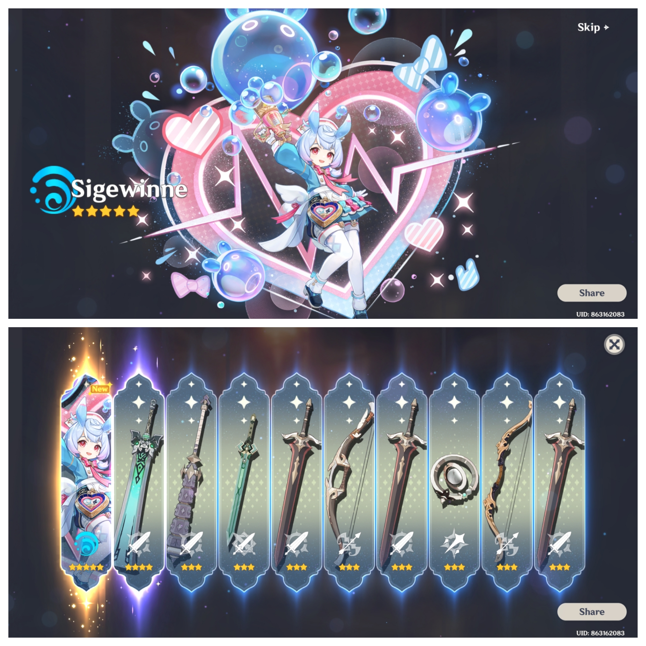 SIGEWINNE CAME HOME WITH HER WEAPON!! 🩵🩷💧⛲🏹💖🥰😍🫧💉💙 Genshin Impact | HoYoLAB