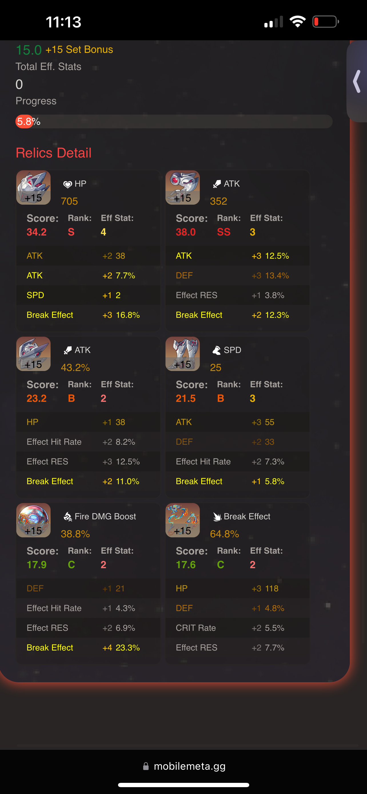 My firefly relic improvements Honkai: Star Rail | HoYoLAB