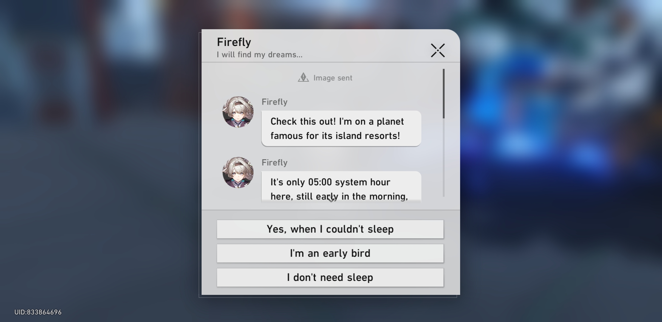 Firefly Chat Message HSR After 2.3 Farewell Penacony Story Ends Ending ...