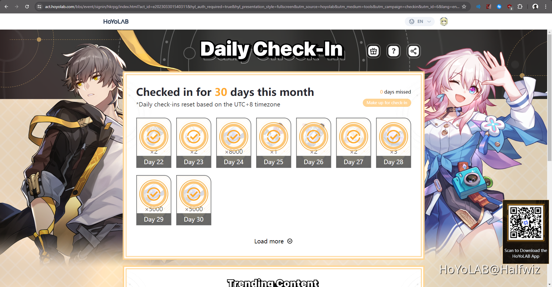 Idk why I can't see the check-in at the homepage. So, here the link for ...