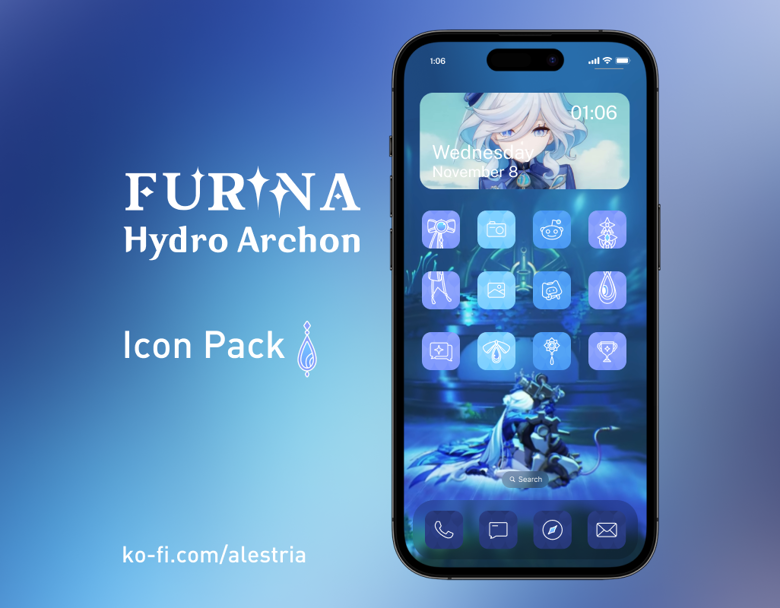 Celebrate Furina’s Return: Free Icon Pack @Alestria on Ko-Fi Genshin ...