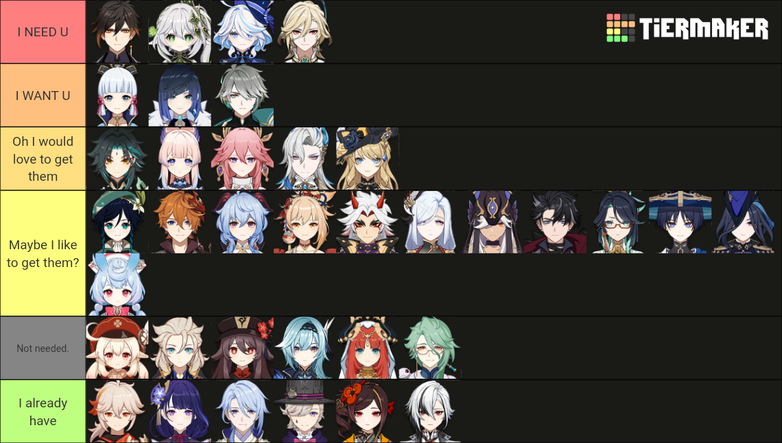 Limited Characters that I currently want. (on my main account) Genshin ...