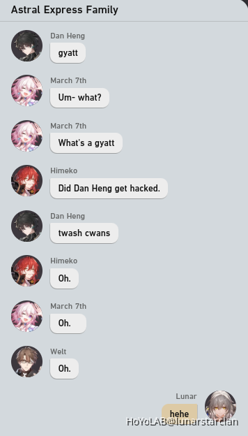 Random HSR Chat Story thing idk Honkai: Star Rail | HoYoLAB