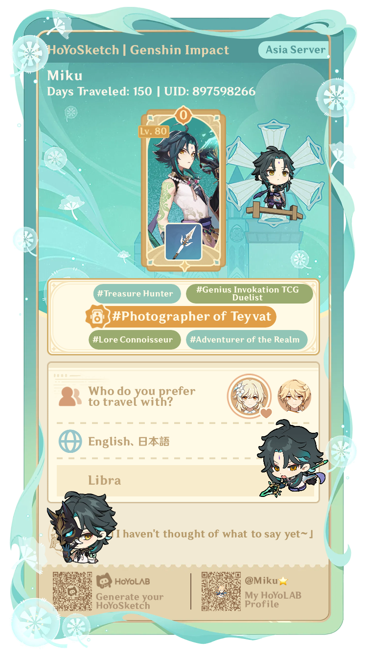 My personalised name card Genshin Impact | HoYoLAB