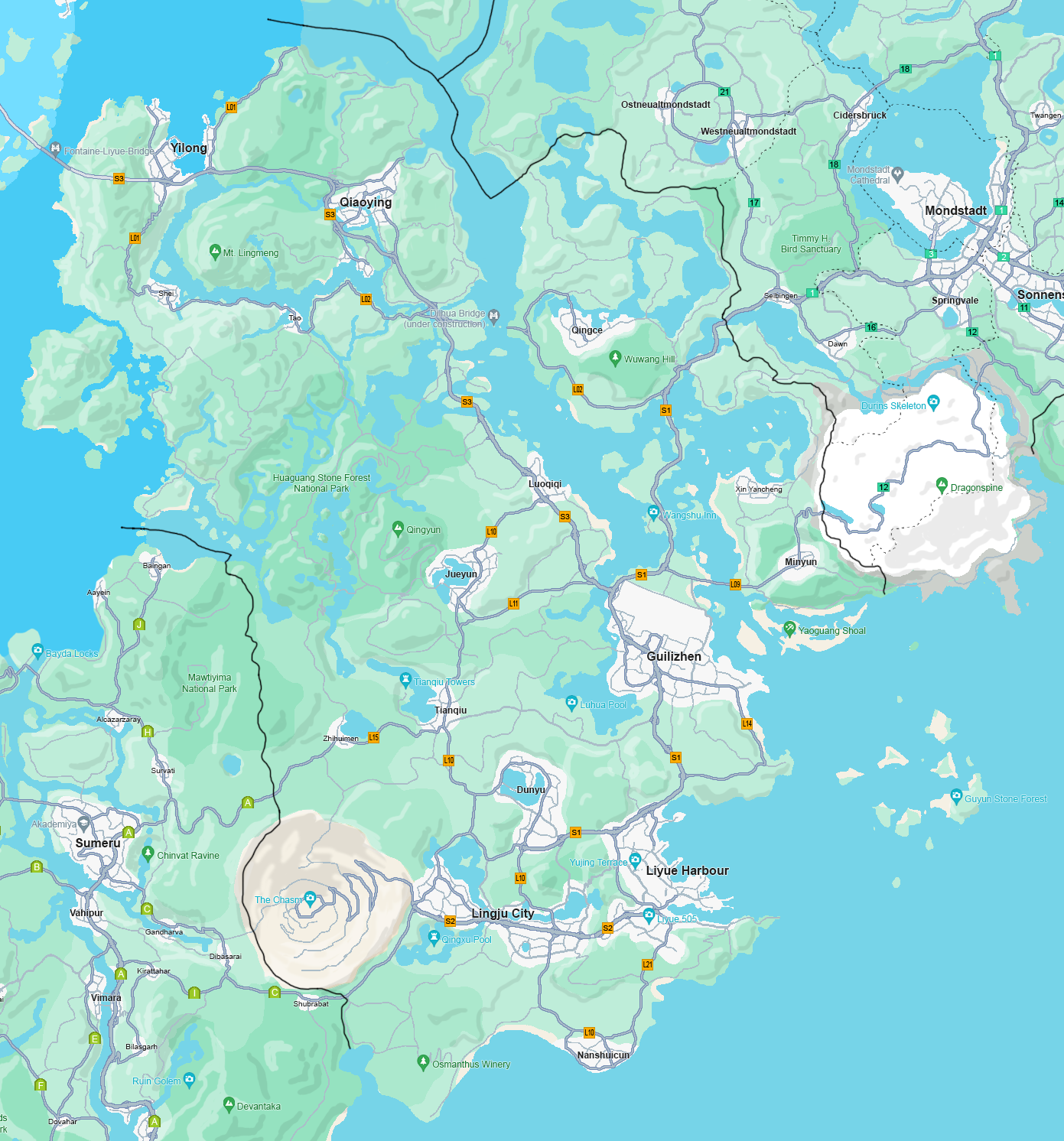 Map of Liyue 400 years from now in Google Maps Genshin Impact | HoYoLAB