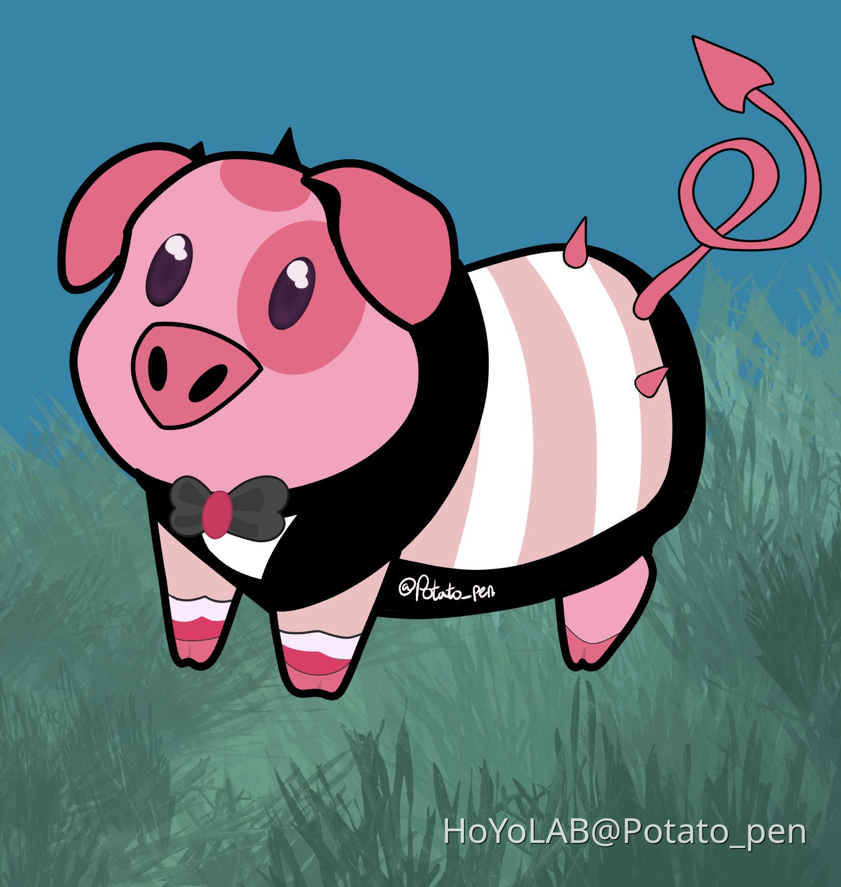 Fat nuggets from hazbin hotel in one of angel dust’s outfits! | HoYoLAB