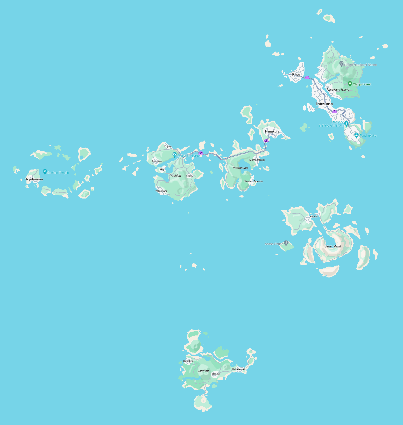 Map of Inazuma 400 years from now in Google Maps Genshin Impact | HoYoLAB