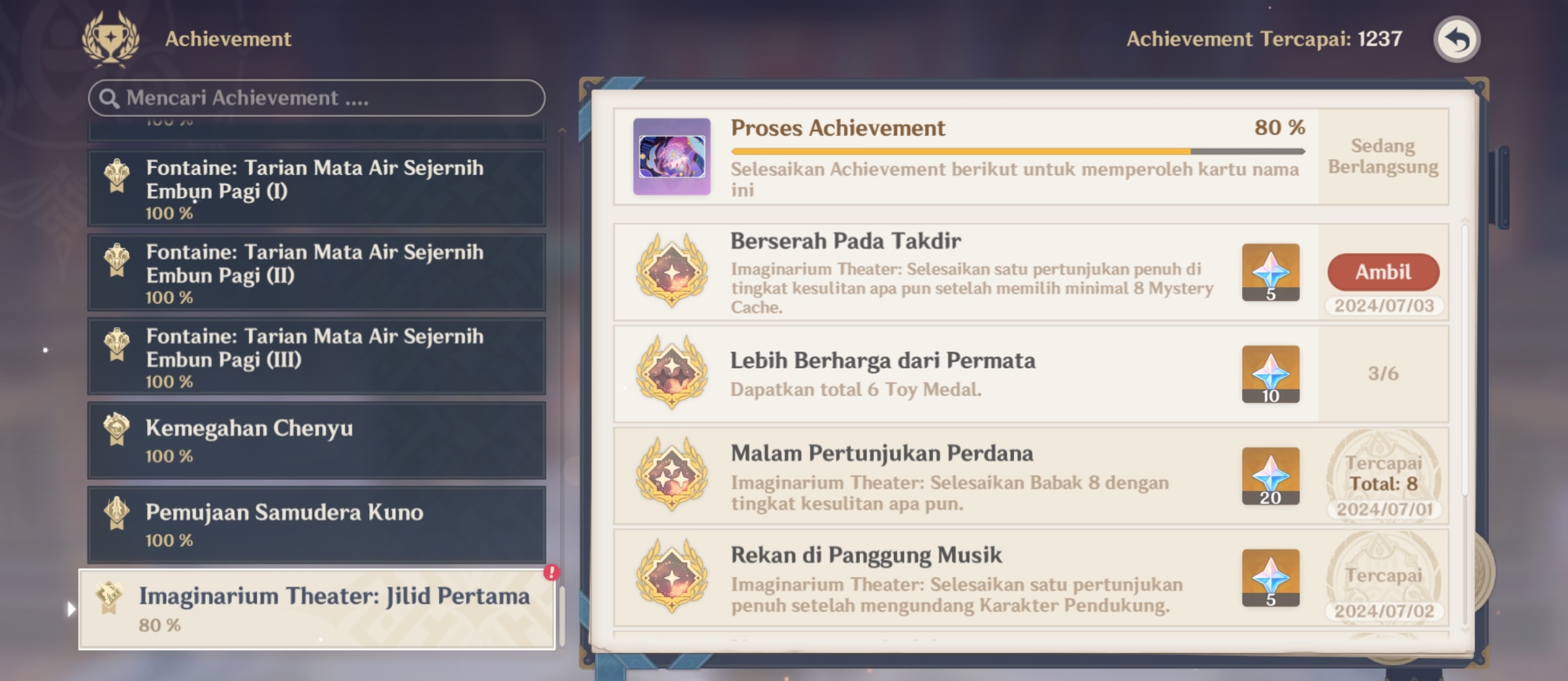 MENDAPATKAN ACHIEVEMENT IMAGINARIUM THEATER - 8 MYSTERY CHACE Genshin Impact | HoYoLAB