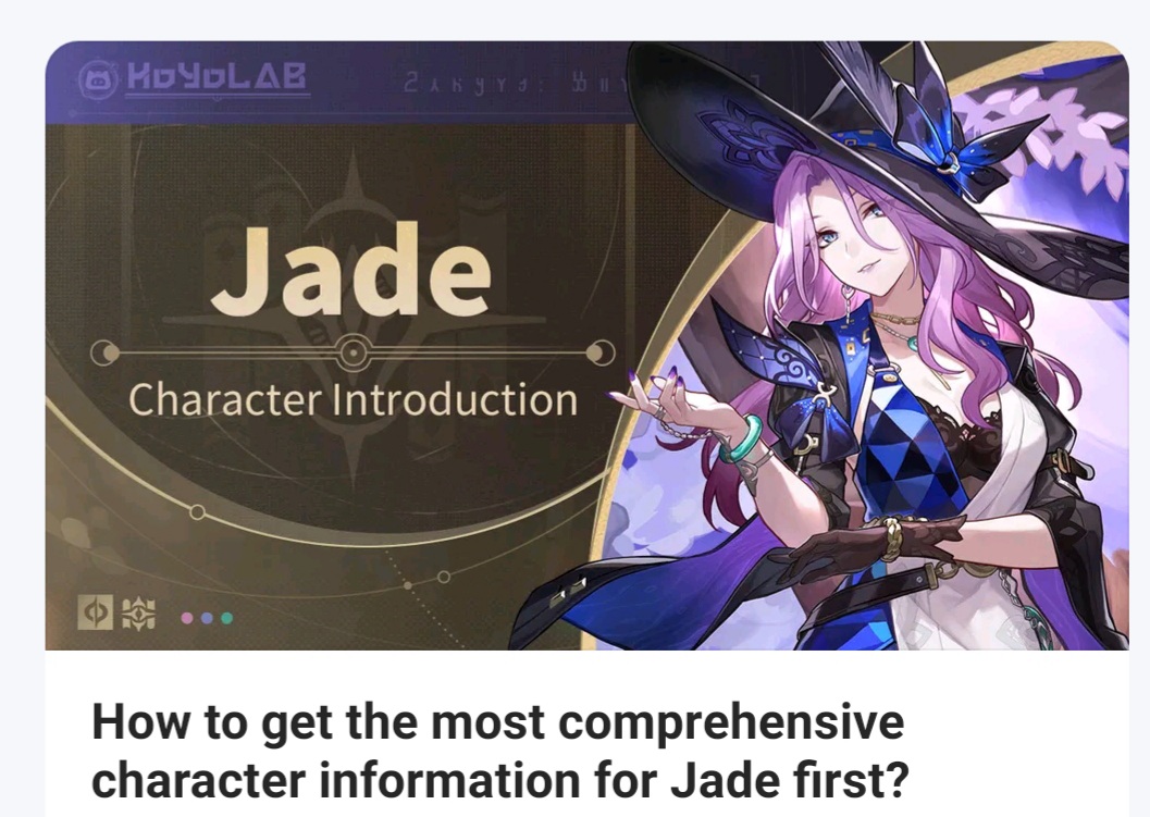 Jade information available Now. Honkai: Star Rail | HoYoLAB