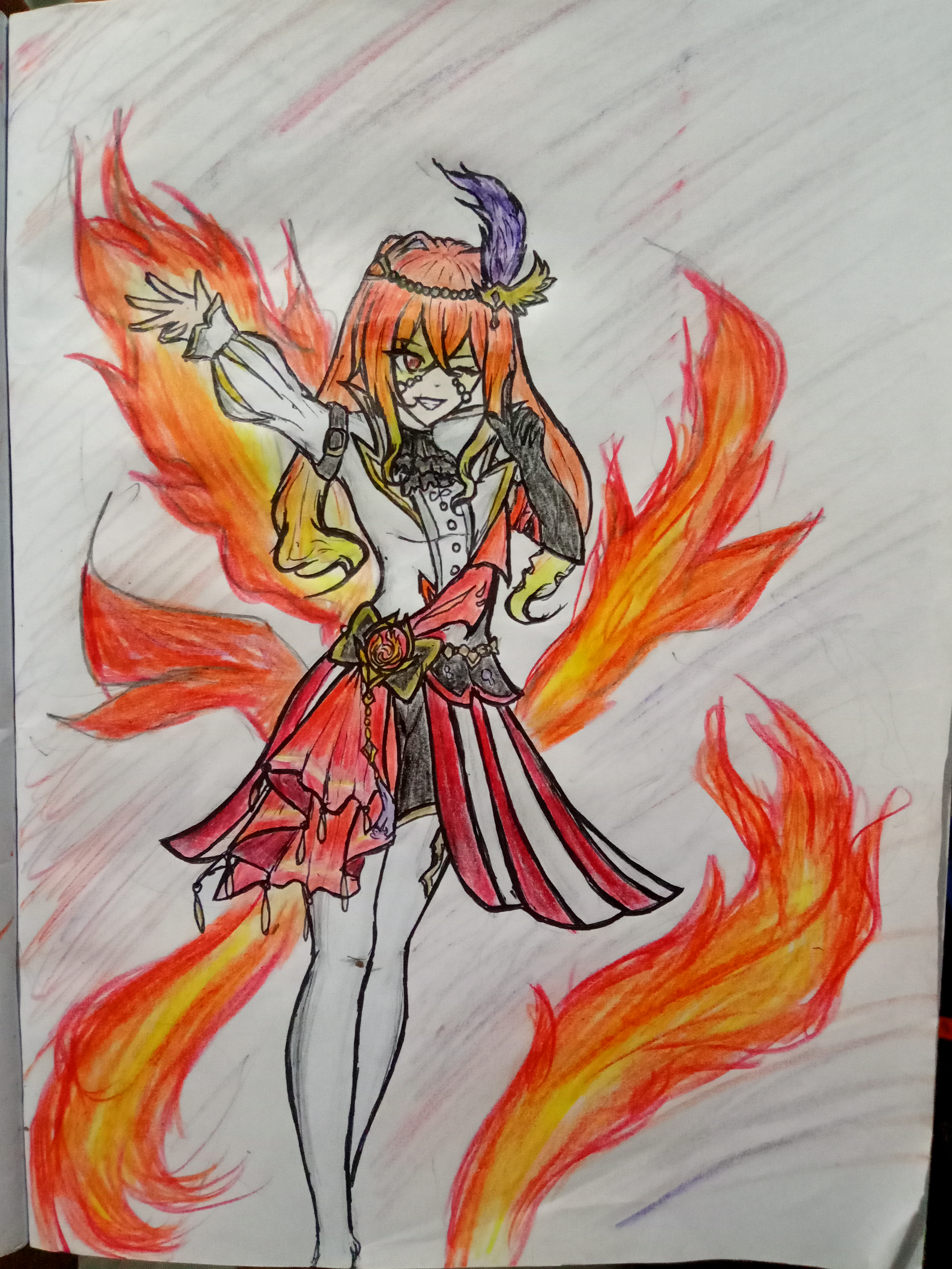 Pyro archon splash art by me Genshin Impact | HoYoLAB