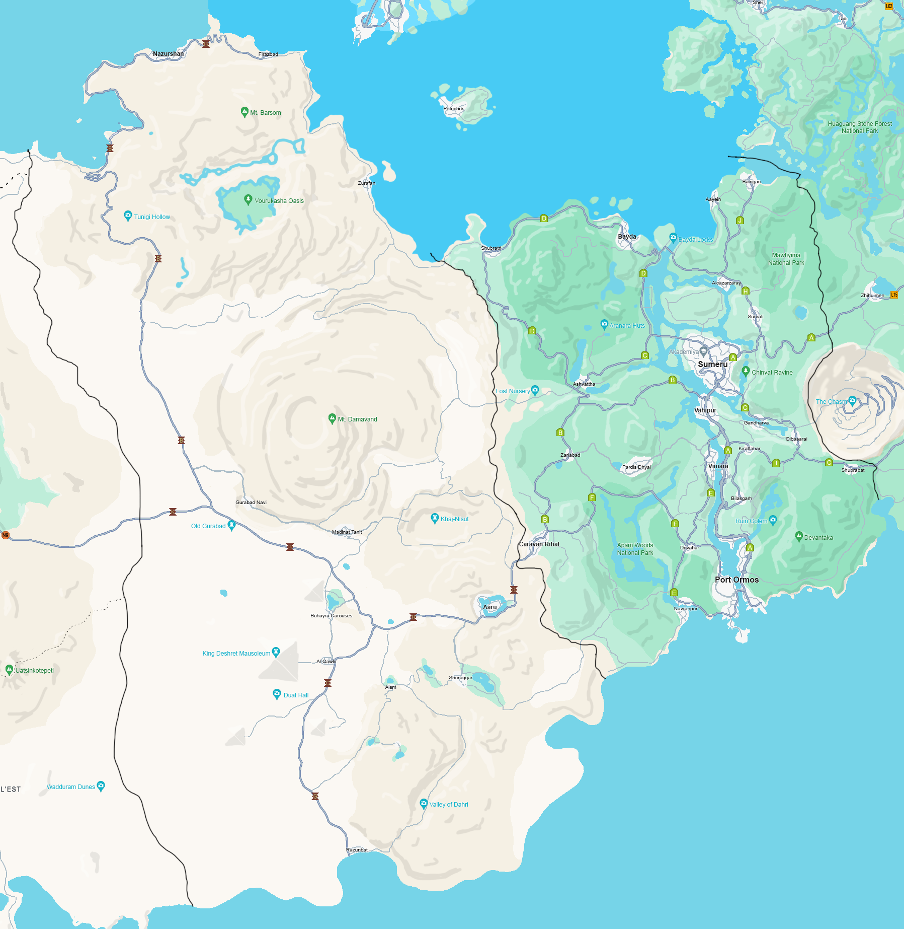 Map of Sumeru 400 years from now in Google Maps (part 4) Genshin Impact ...