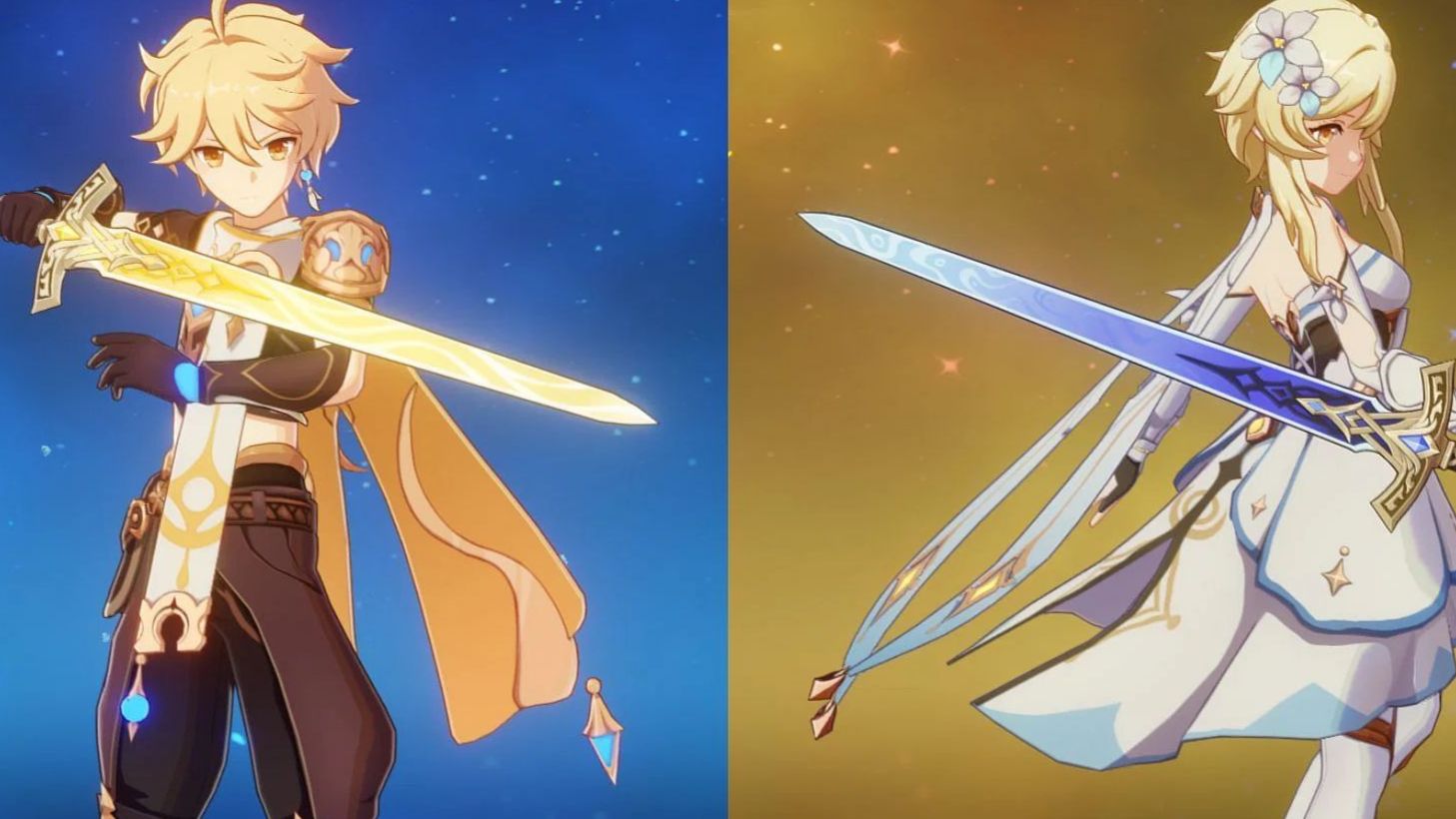 Traveller "Electro" or "Anemo" with Narzissenkreuz sword Genshin Impact ...