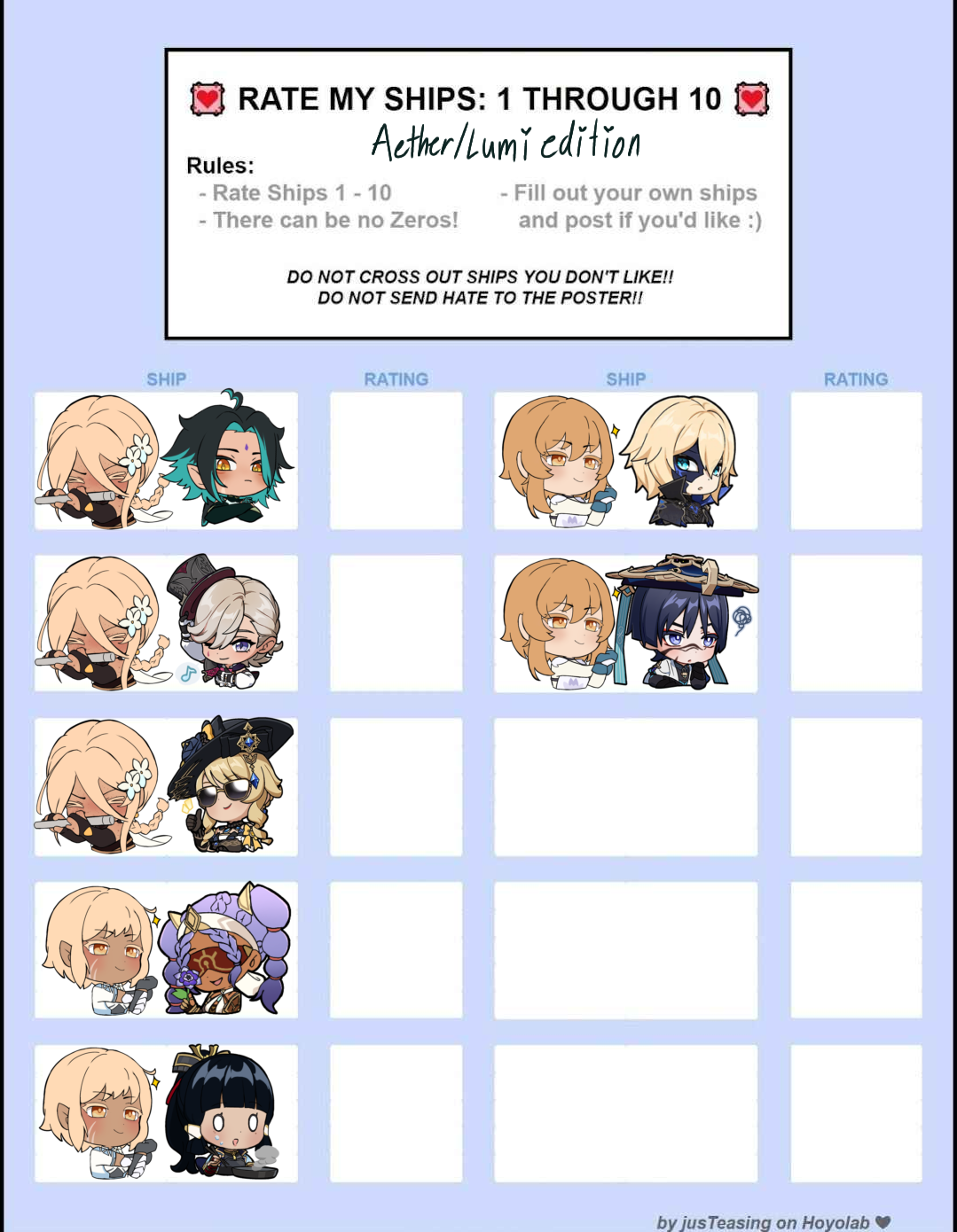 Rate my ships!!! + Template Genshin Impact | HoYoLAB