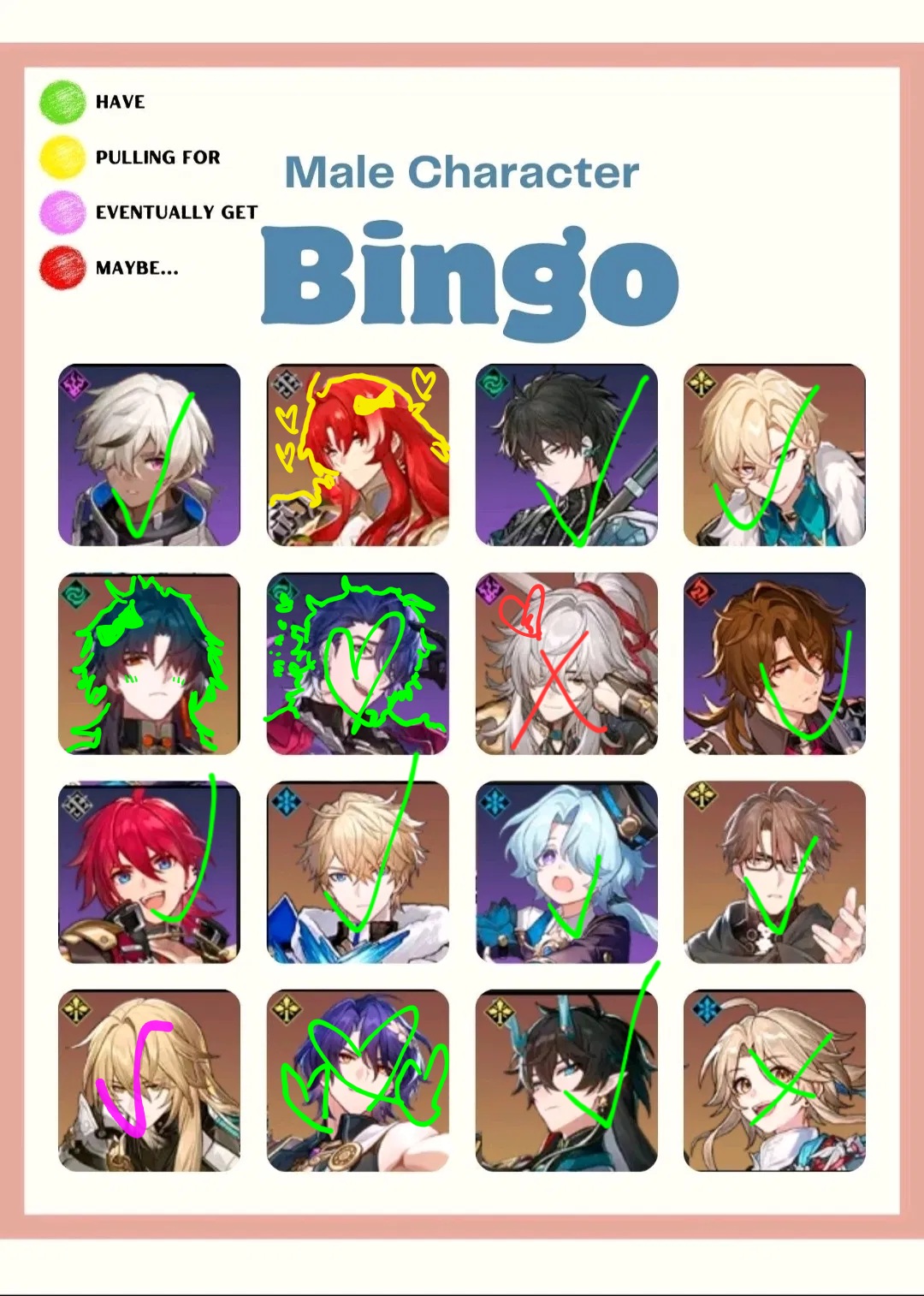 Hsr Men bingo chart Honkai: Star Rail | HoYoLAB