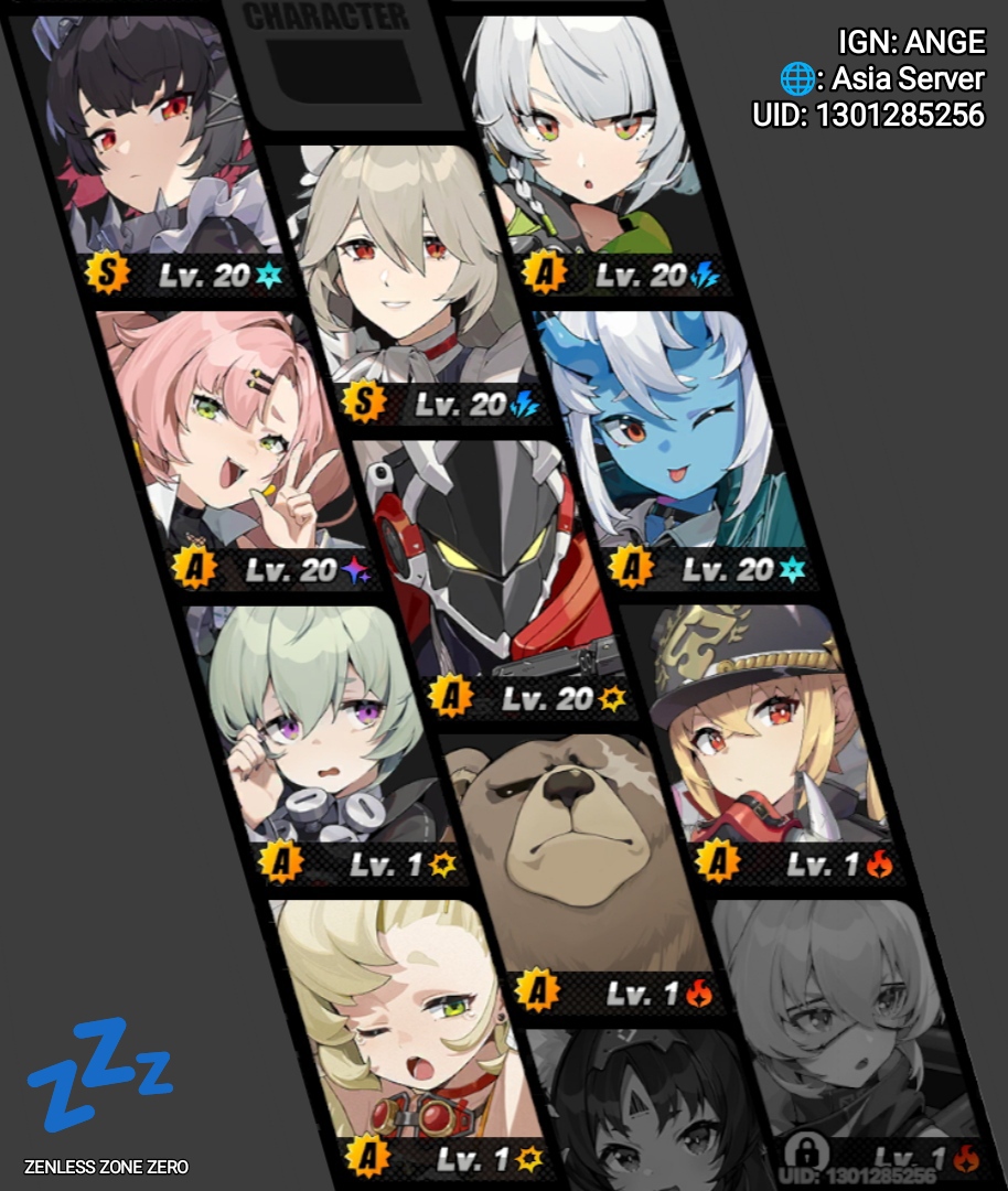 All the Characters I currently have 💤 Zenless Zone Zero | HoYoLAB