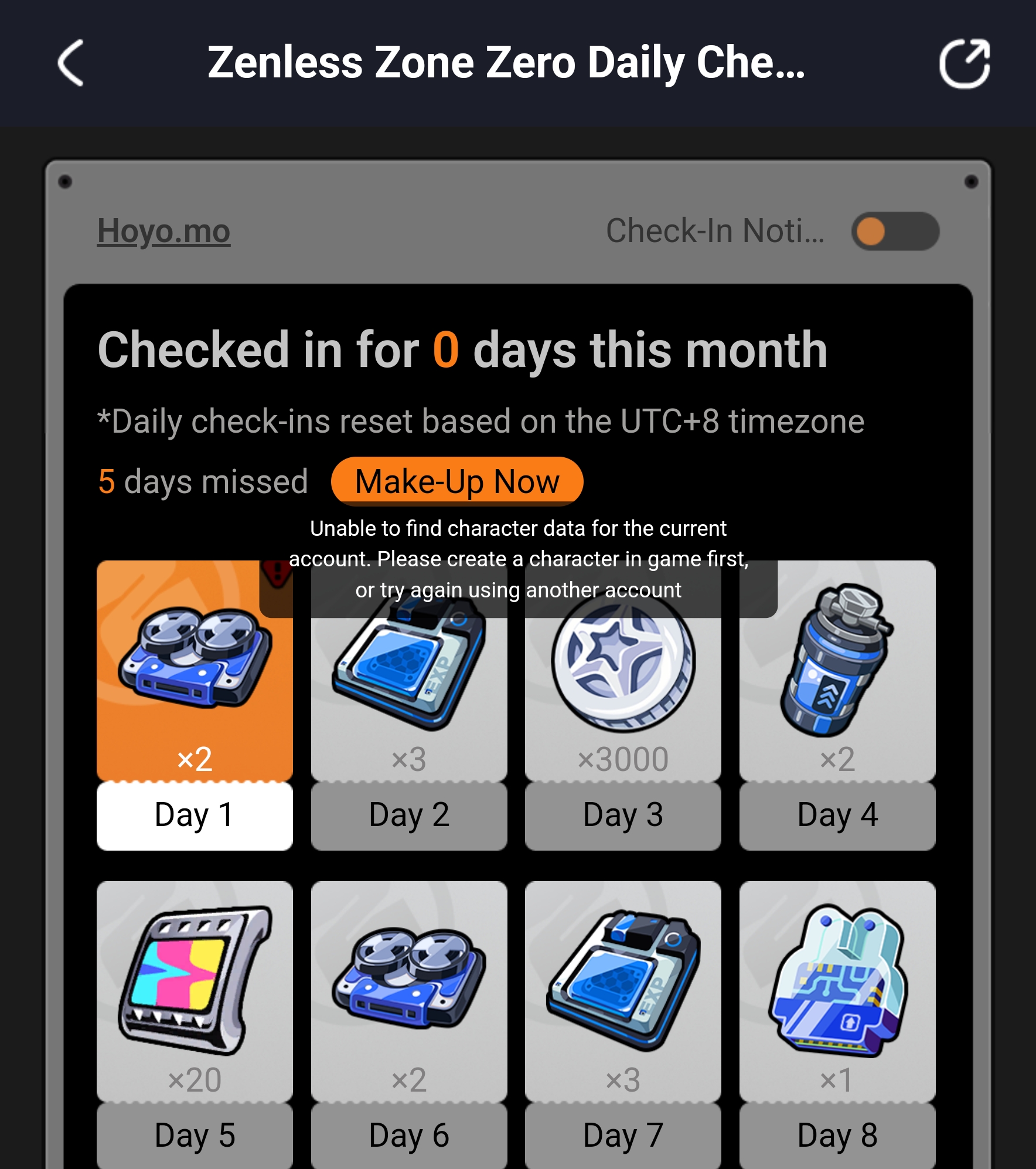 Why the heck can't I check in Zenless Zone Zero | HoYoLAB