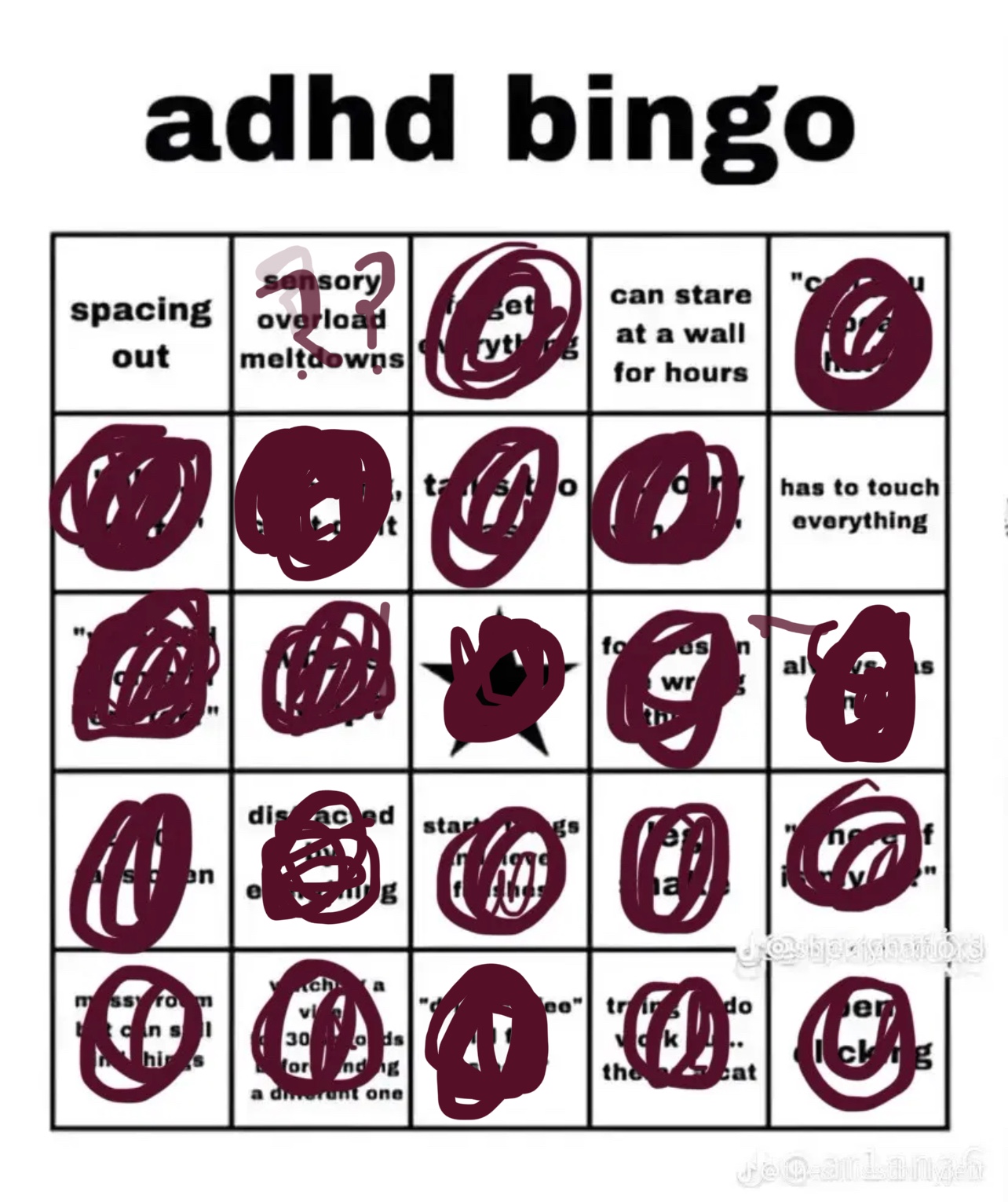 New and updated ver of adhd bingo bc why not | HoYoLAB