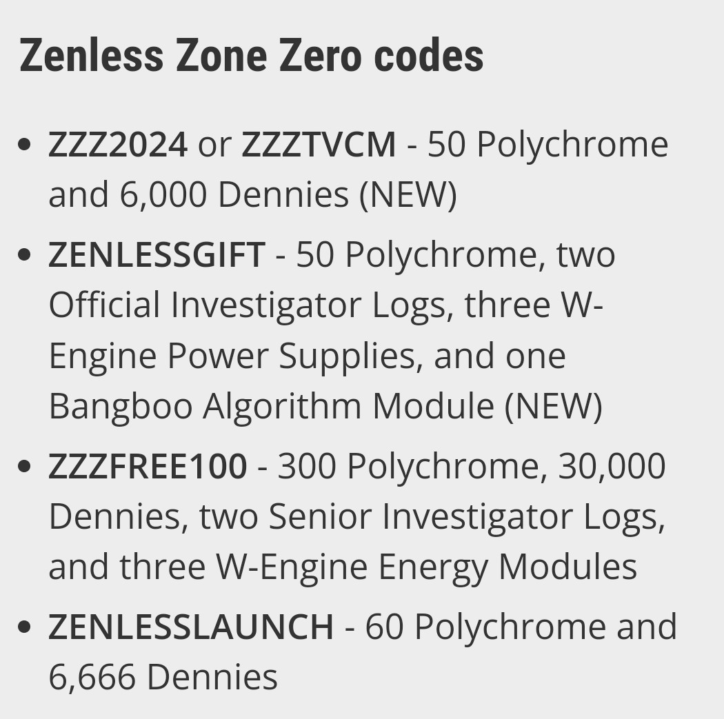 ZZZ codes Zenless Zone Zero | HoYoLAB