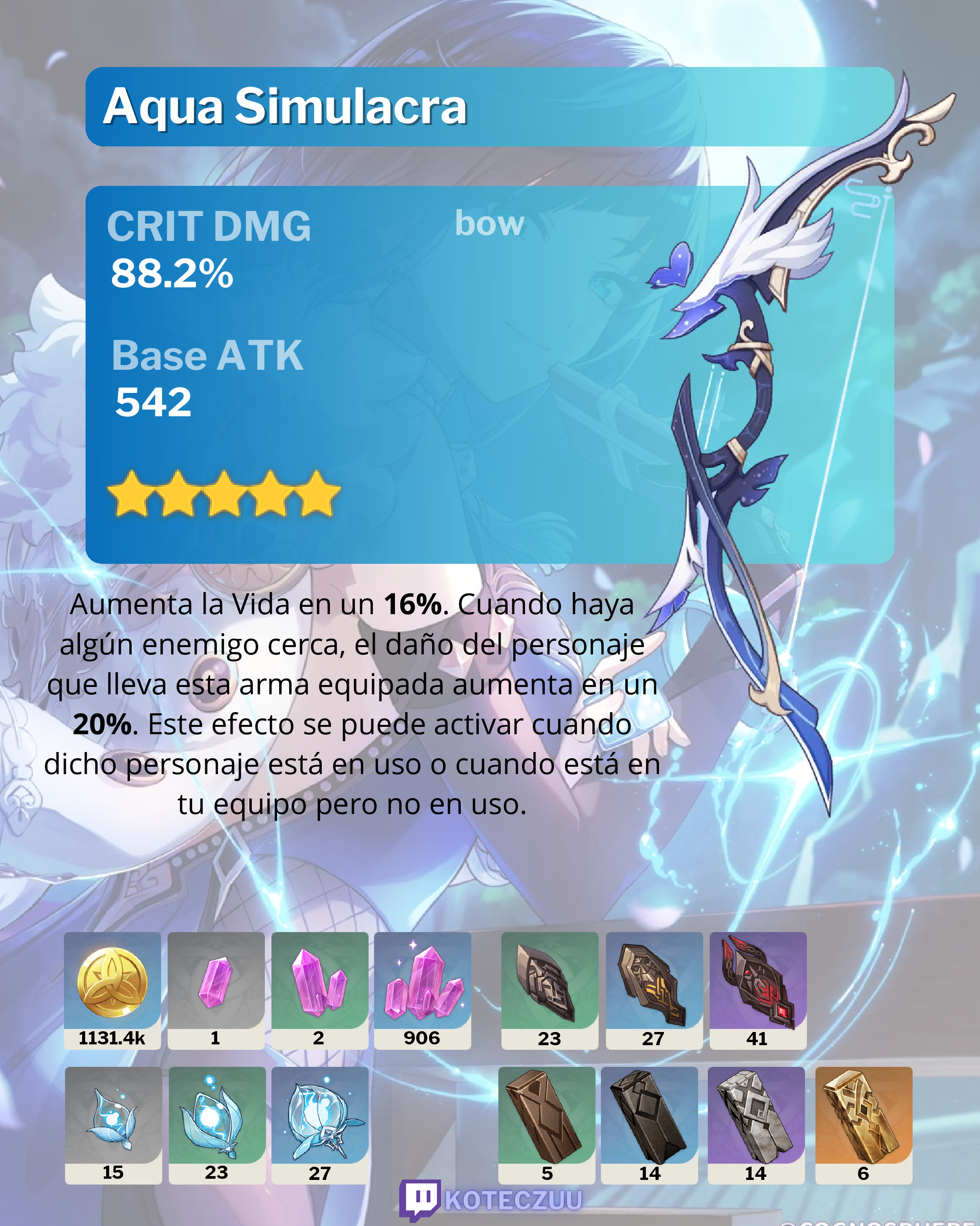 [ES] [Genshin Impact] Guía de Arma: Aqua Simulacra Genshin Impact | HoYoLAB