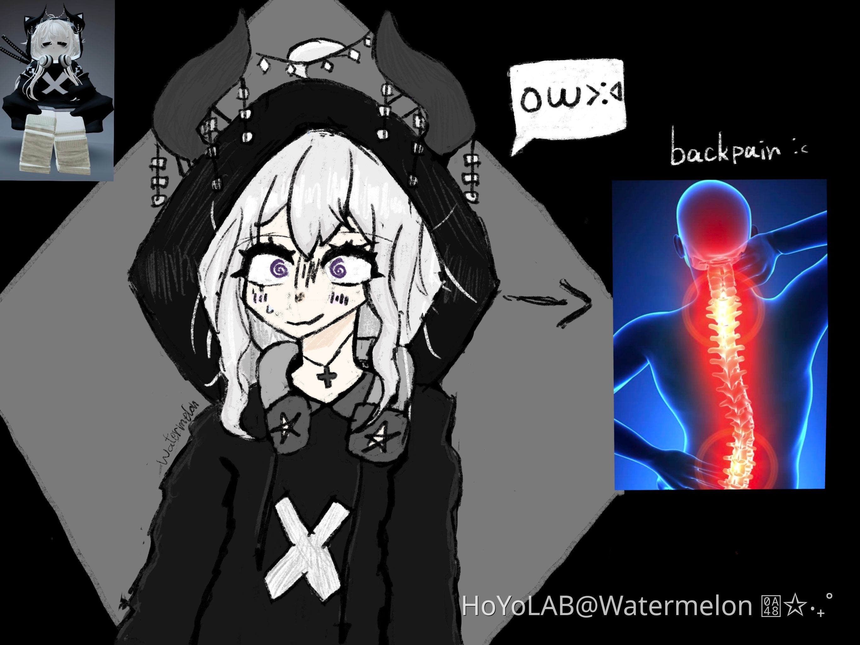Extreme back pain rn (it’s my drawing) | HoYoLAB