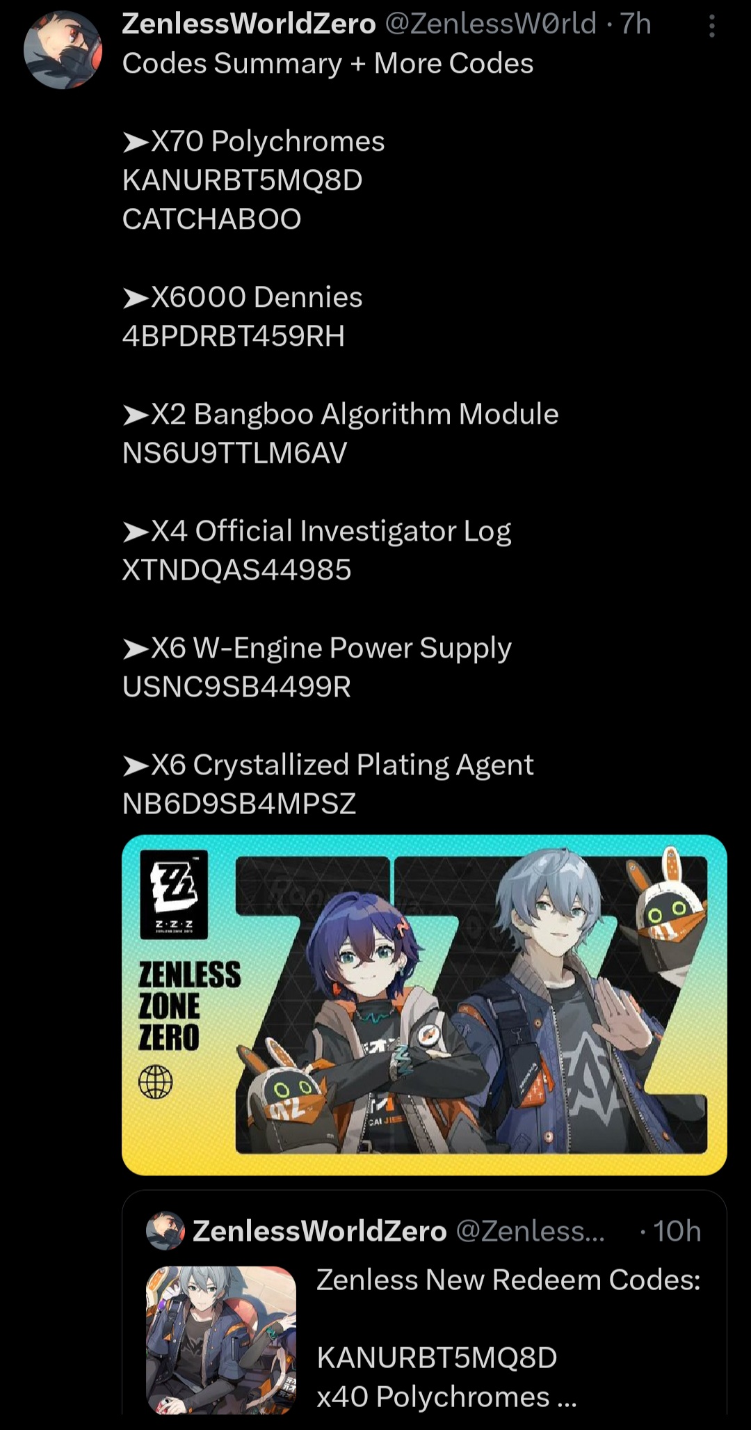 codes Zenless Zone Zero | HoYoLAB