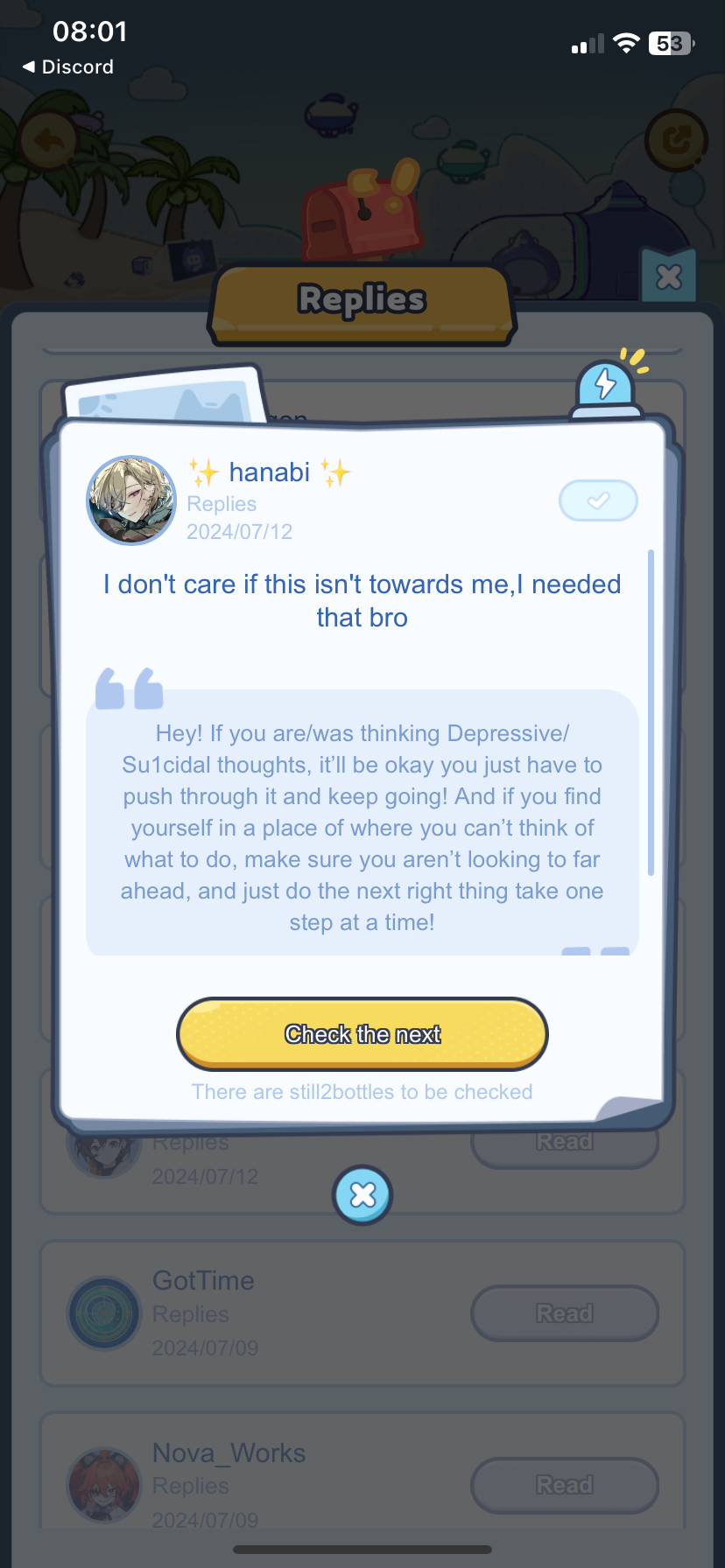 You’re welcome Swag dragon! And it was towards everyone Hanabi ...