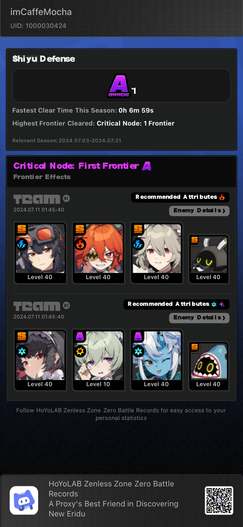 Shiyu Defense Cleared! Zenless Zone Zero | HoYoLAB
