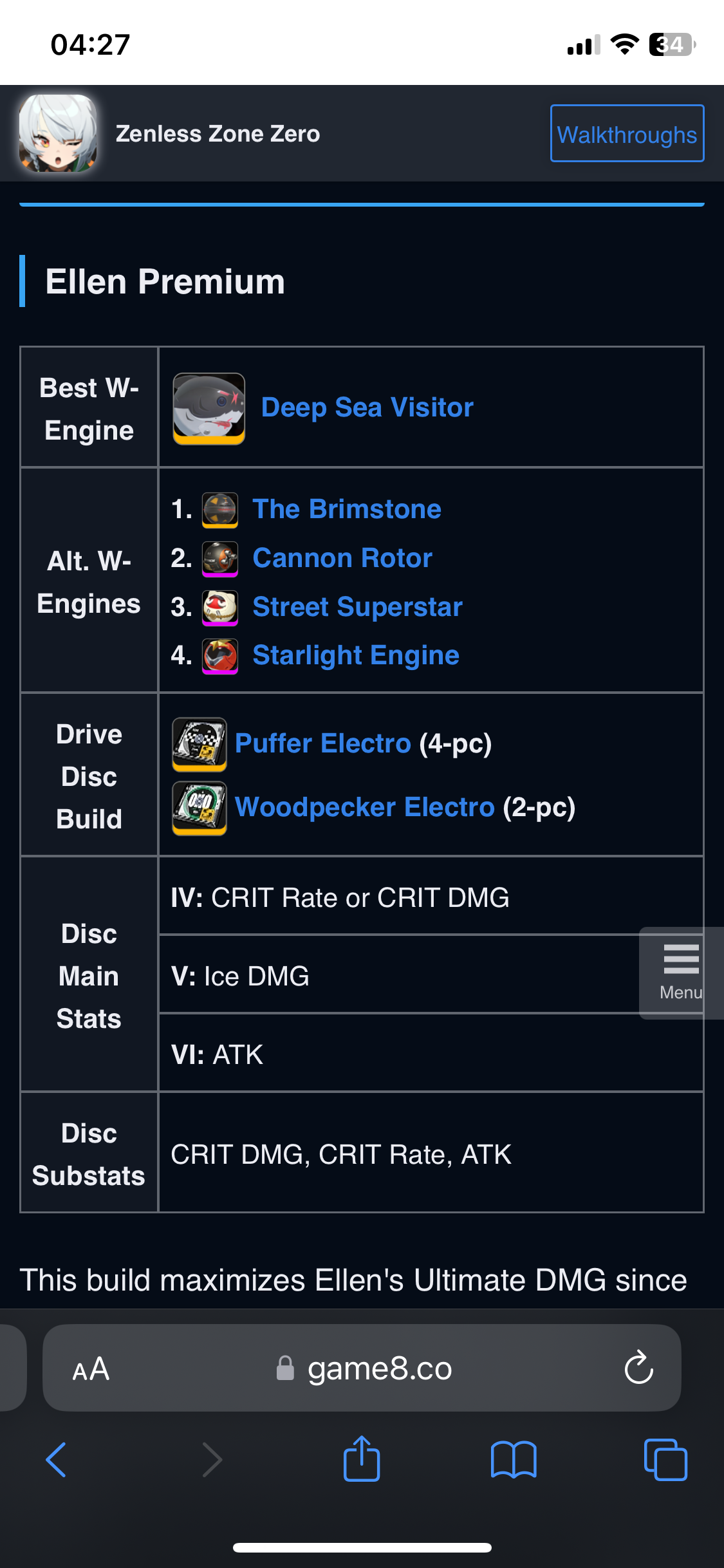 Ellen build by Game8 Zenless Zone Zero | HoYoLAB