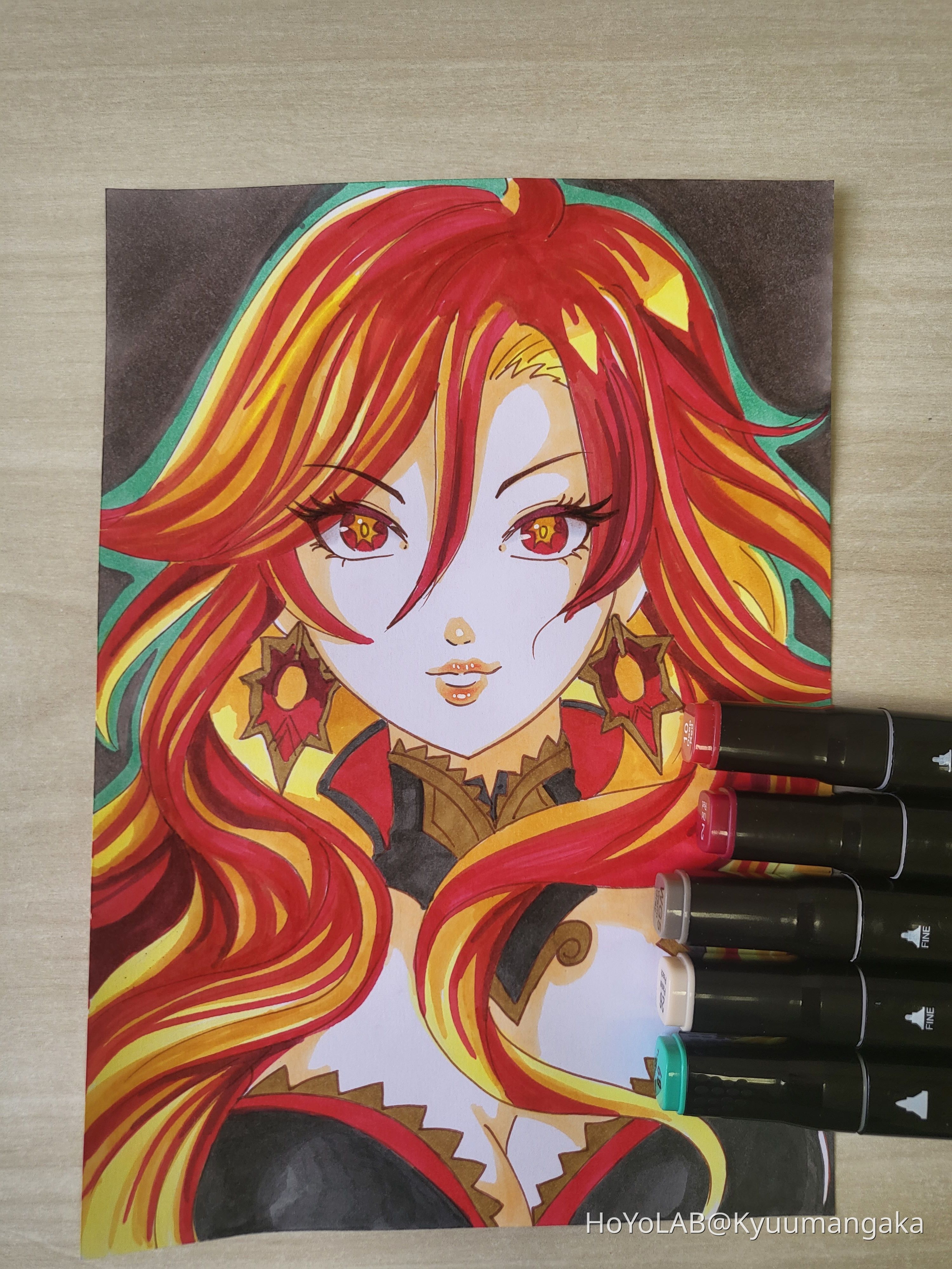 I tried to draw and color Mavuika with cheap markers...and maybe I ...