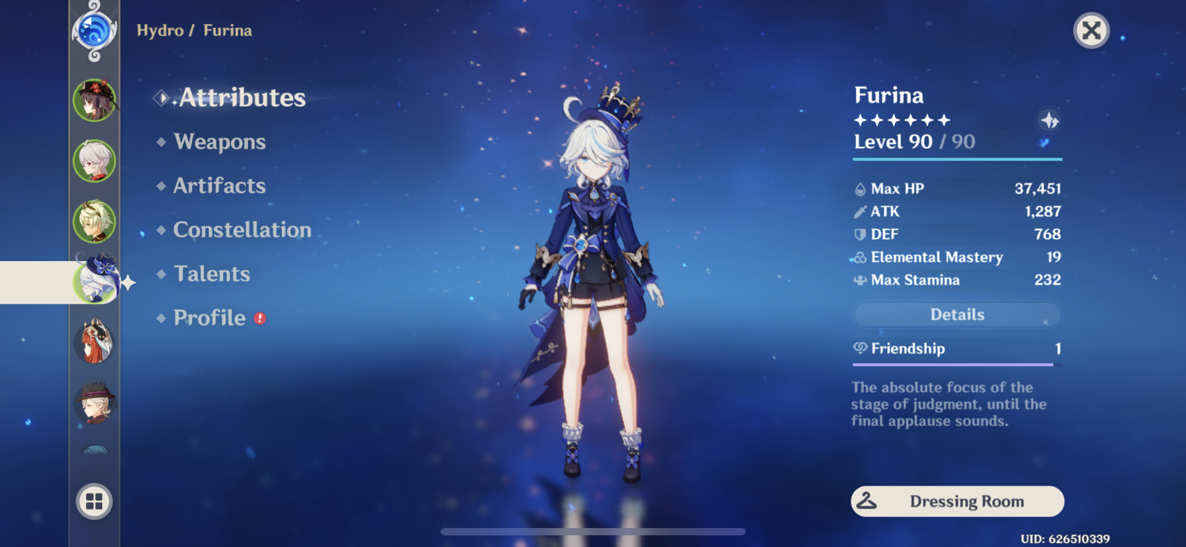 My Furina stats! Genshin Impact | HoYoLAB