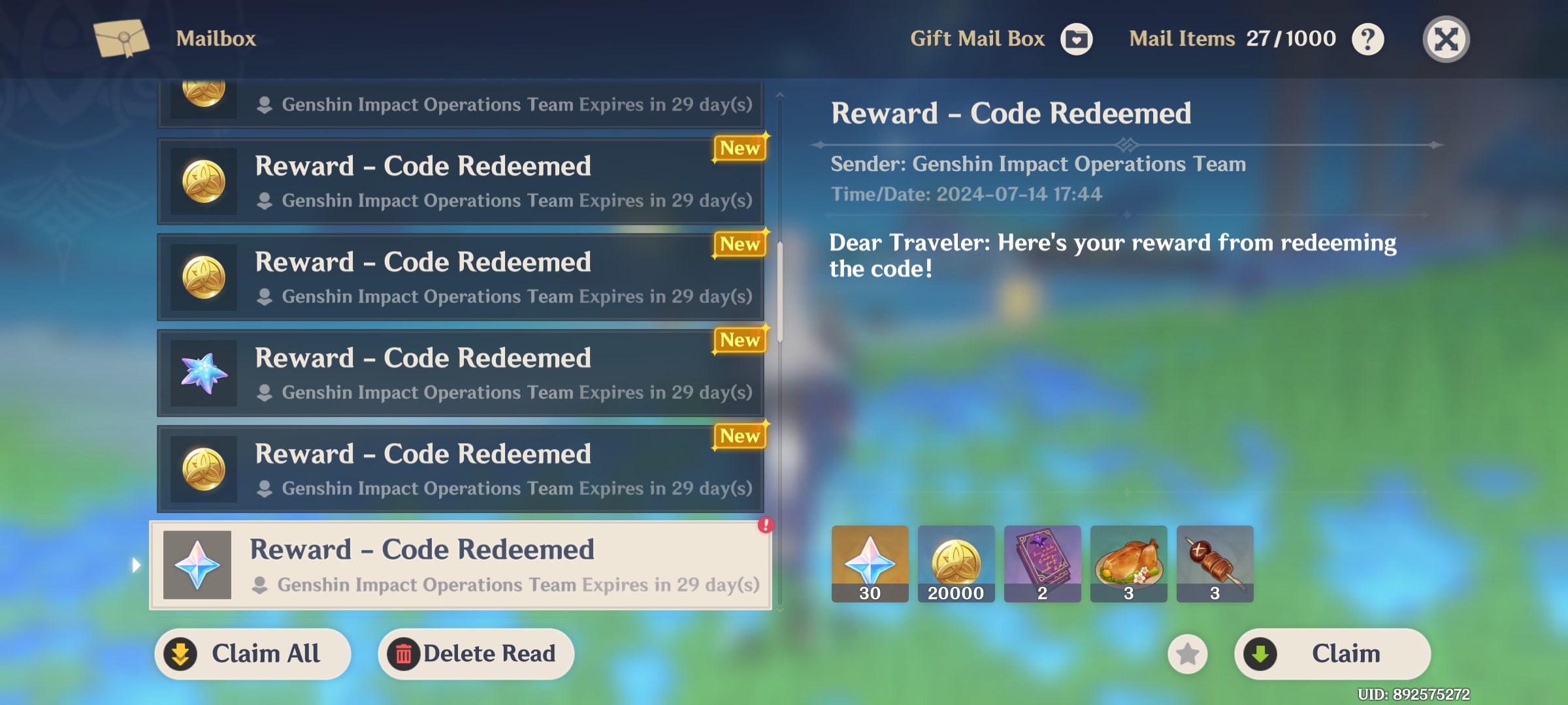 30 Primogems, 150k Mora from 14 New Redeem Codes Direct Link + 4 Hero's Wit + 140 Books, Ores ...