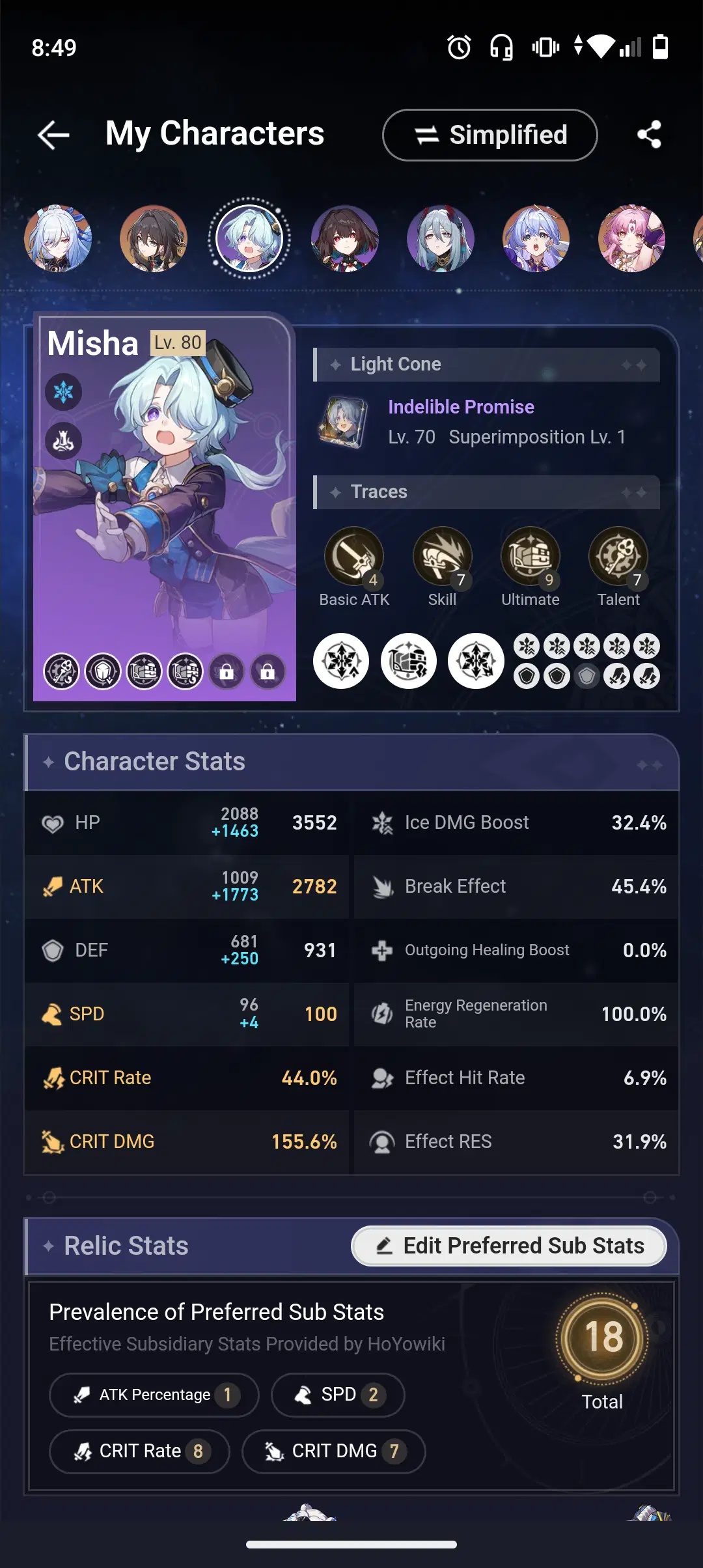 misha...CRIT or BE + atk build? Honkai: Star Rail | HoYoLAB