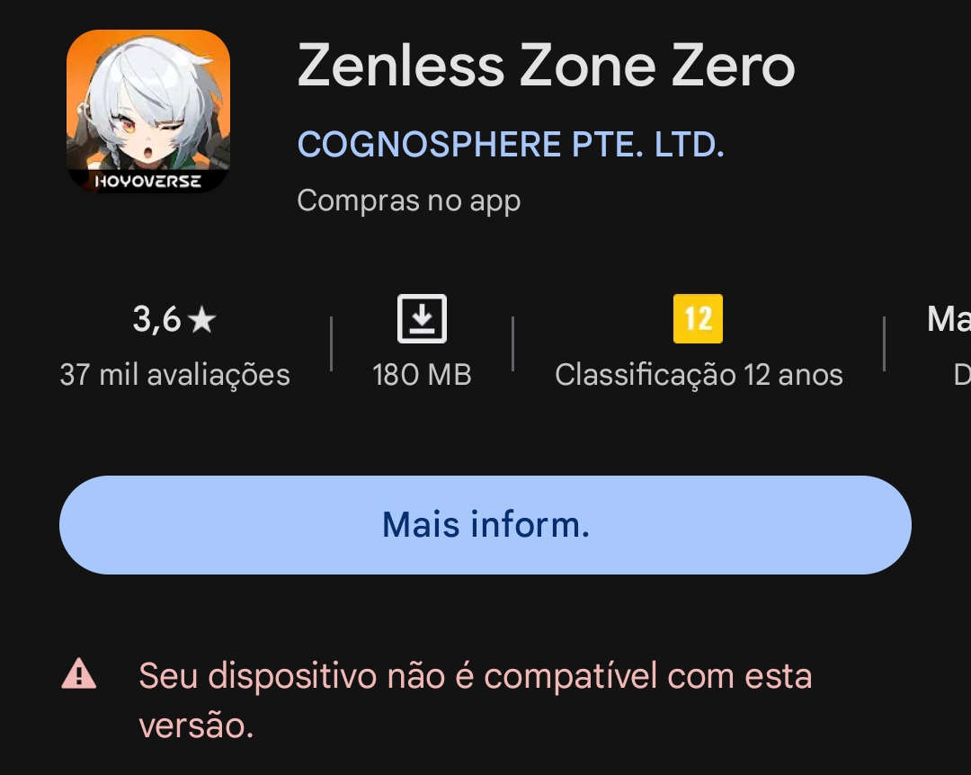 ZZZ não compatível pro mobile 😭 Zenless Zone Zero | HoYoLAB