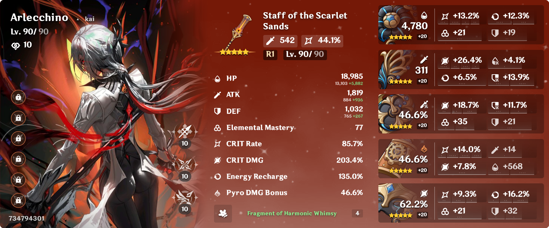 my final Arlecchino build Genshin Impact | HoYoLAB