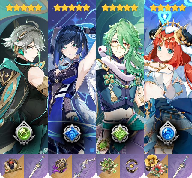 [4.8] Rotation ♦️ Bloom ♦️ Alhaitham Yelan Baizhu Nilou Genshin Impact ...