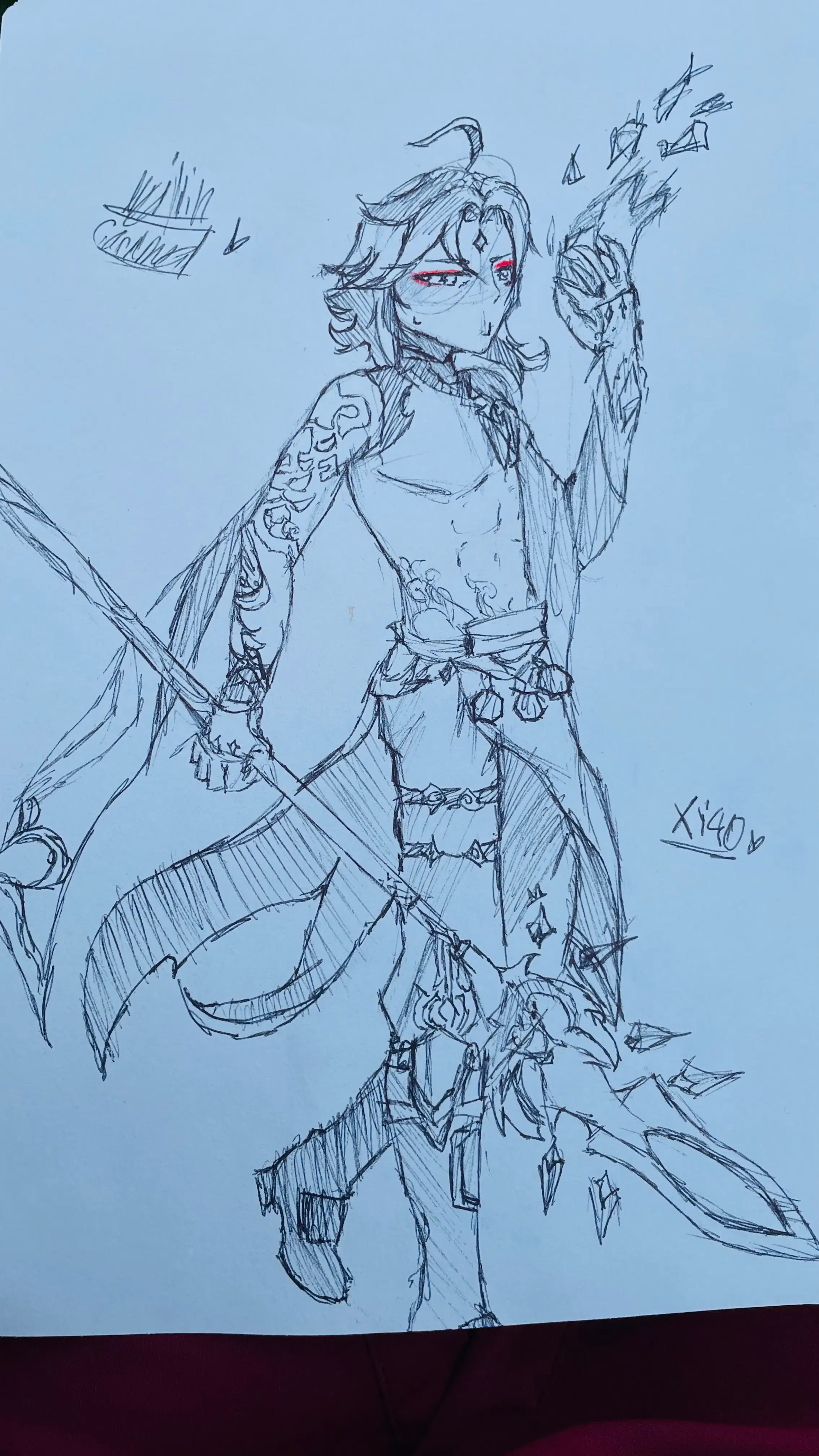 I got bored and I started to draw Xiao fanart (I got motivation ...