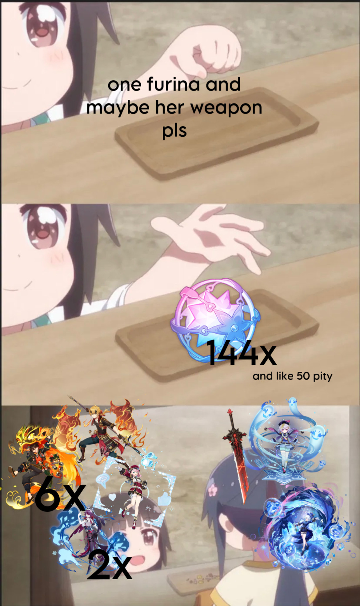 my furina pulls!1!1!1 (i was saving since arles banner 😓 Genshin Impact ...