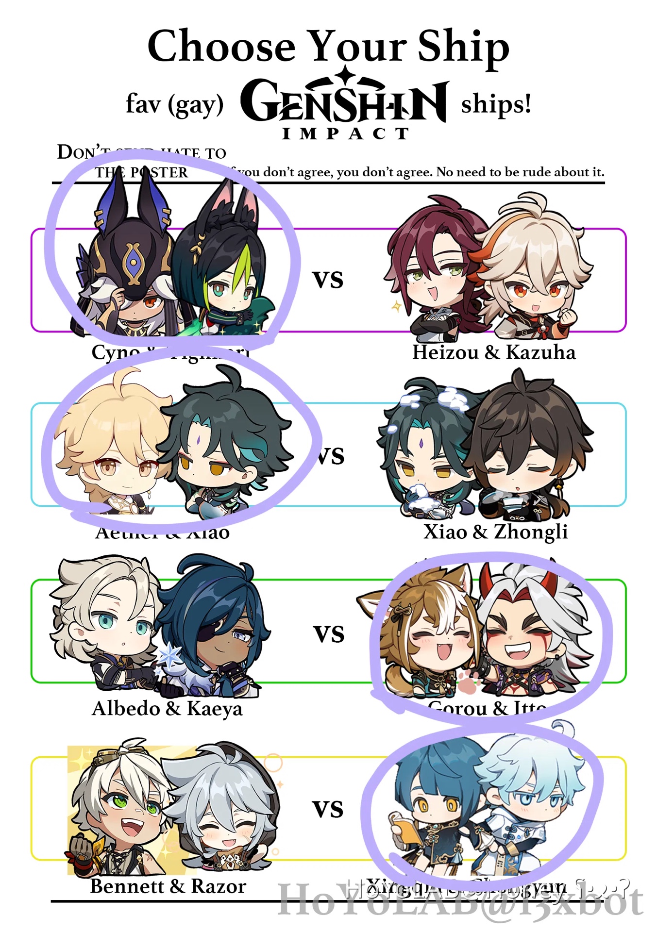Choose your favourite genshin ship Genshin Impact | HoYoLAB