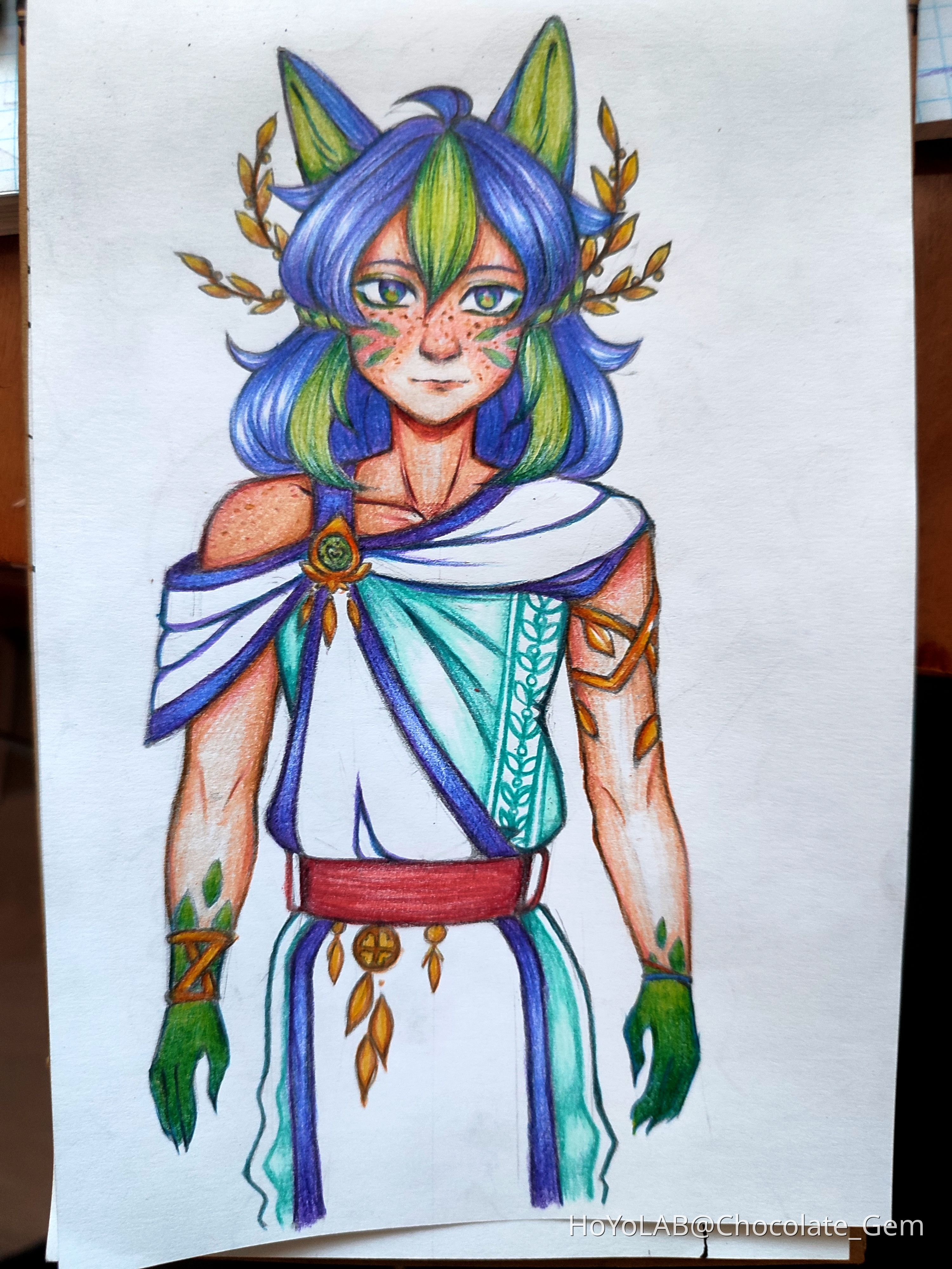 Tighnari redesign🌿 watercolor pencil art Genshin Impact | HoYoLAB