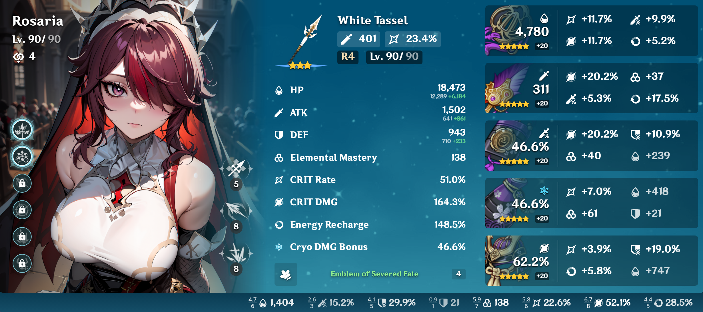Rosaria Build, Any suggestions what can i change in this build? Genshin ...
