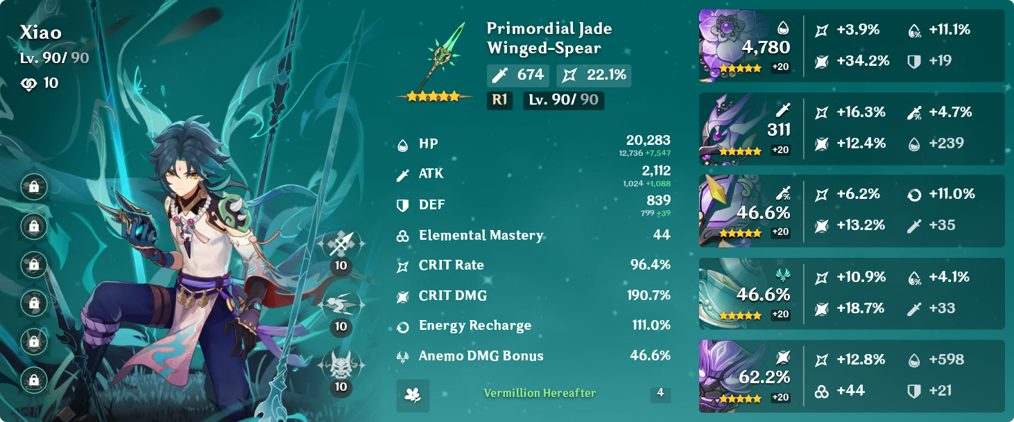 Top 1% xiao Genshin Impact | HoYoLAB