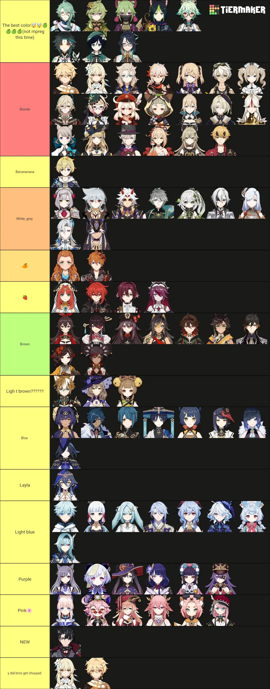 hair color tier list!!! 🔥🔥 (not clickbait🔥🔥🔥🔥🔥) Genshin Impact | HoYoLAB