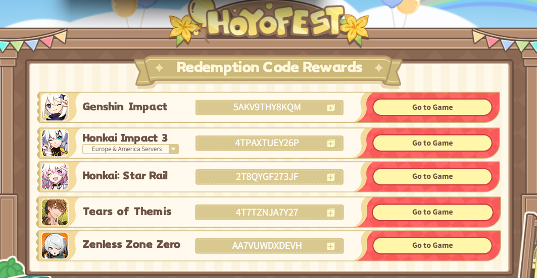 HoYo FEST 2024 Codes for Honkai Impact 3, Genshin impact, Honkai Star Rail, Tears of Themis, And ...