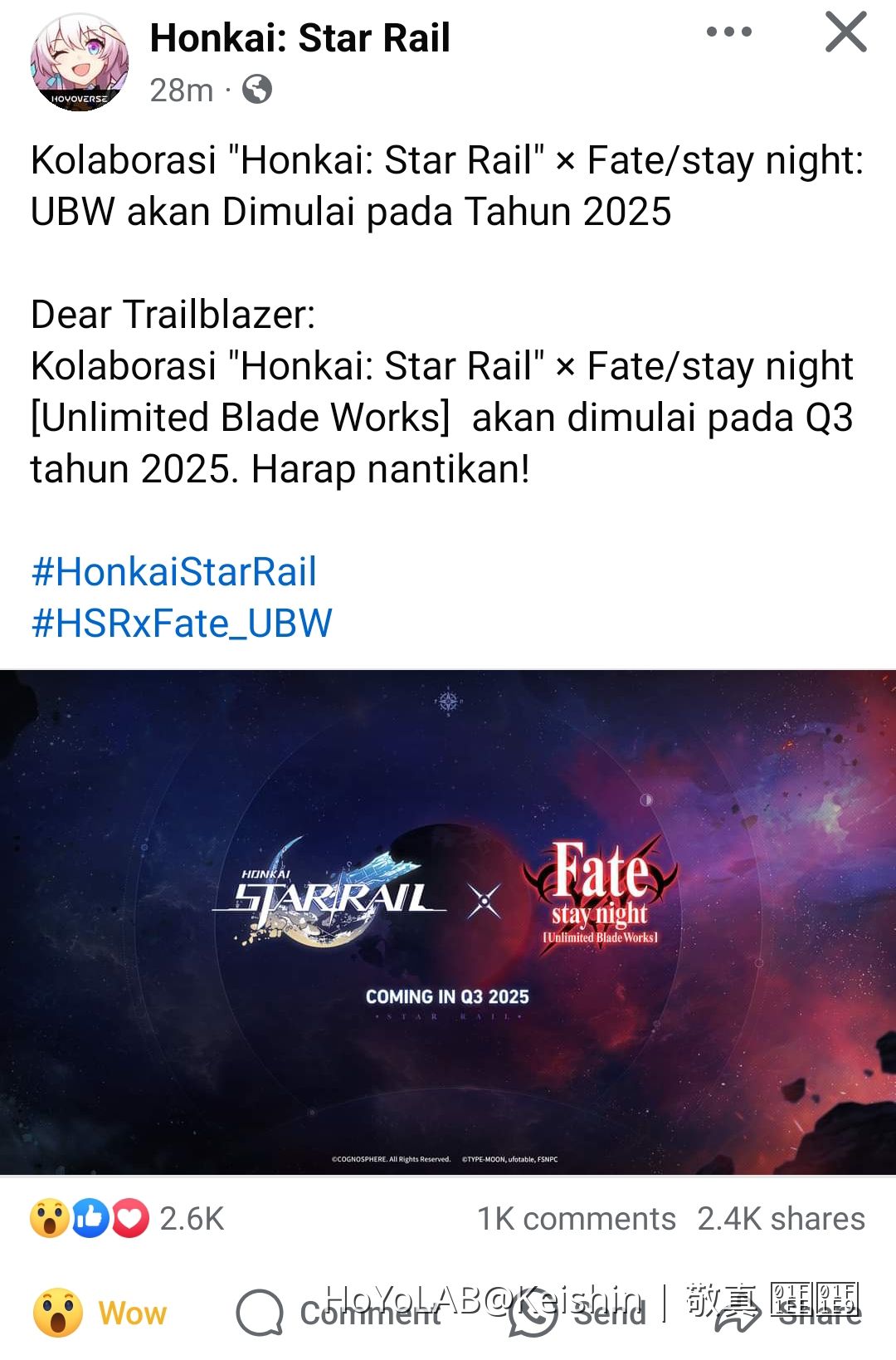 HSR X FATE STAY NIGHT UBW!!! WE SHOULD STAY ALIVE BABYYY!!! Honkai ...