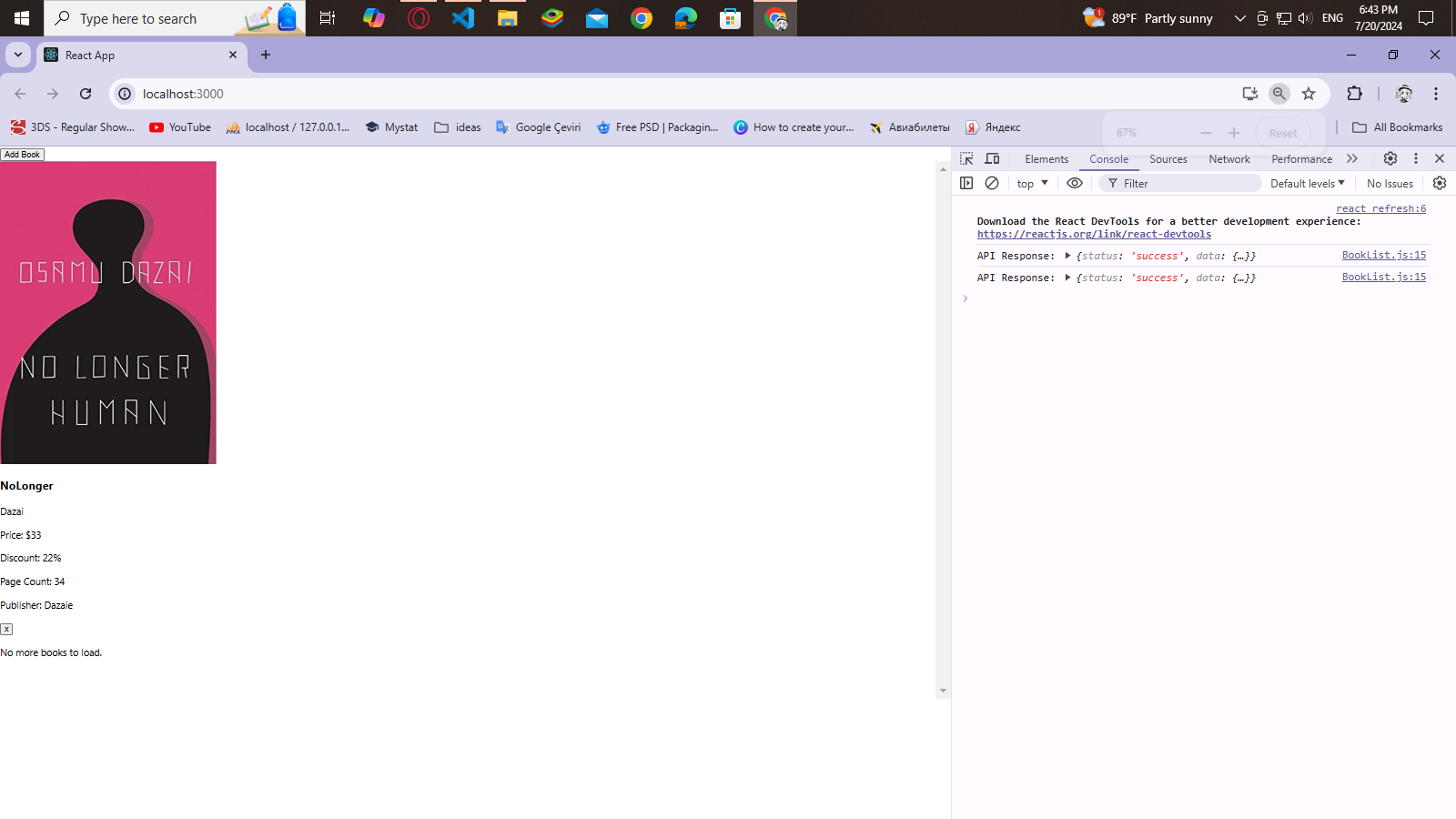 Working on a bookstore Project using Node.js/React/MongoDb (Took me 5 hrs for now) I'll share ...