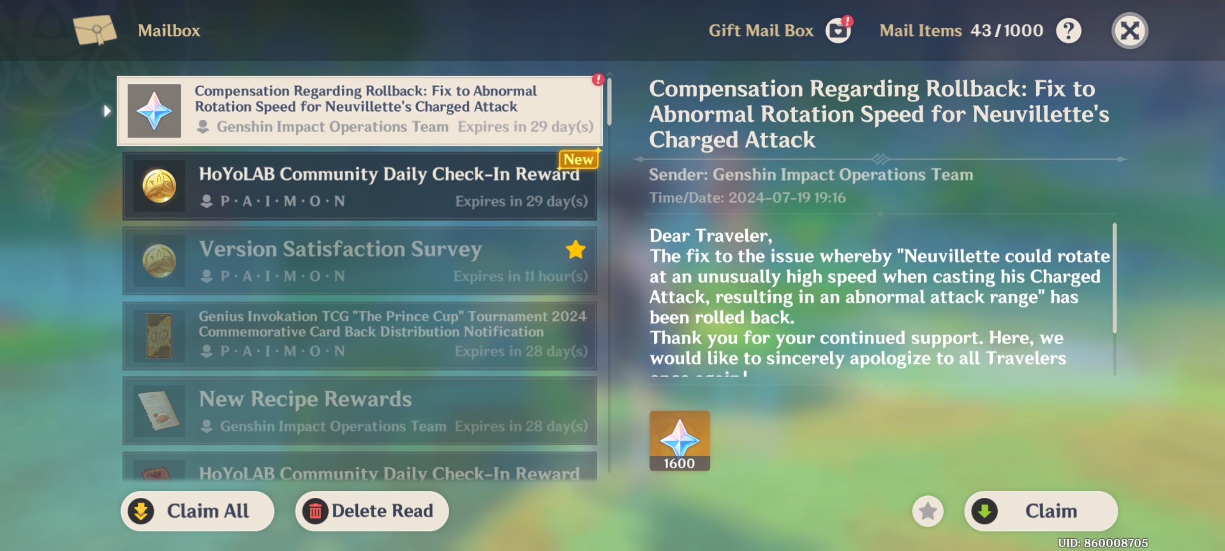 Free 1,600 Primogems or 1 Ten Pull! Get Yours Now! 💎Thank you Hoyo! ️ ...