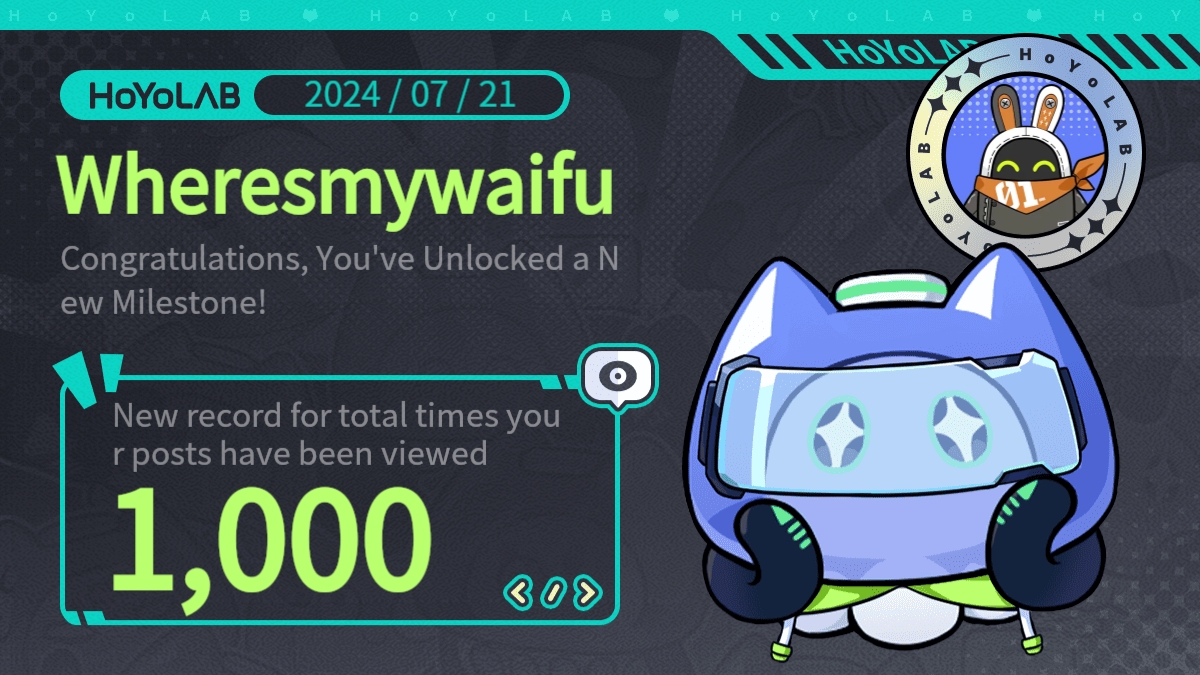 Woohoo 1k! Thank you! | HoYoLAB