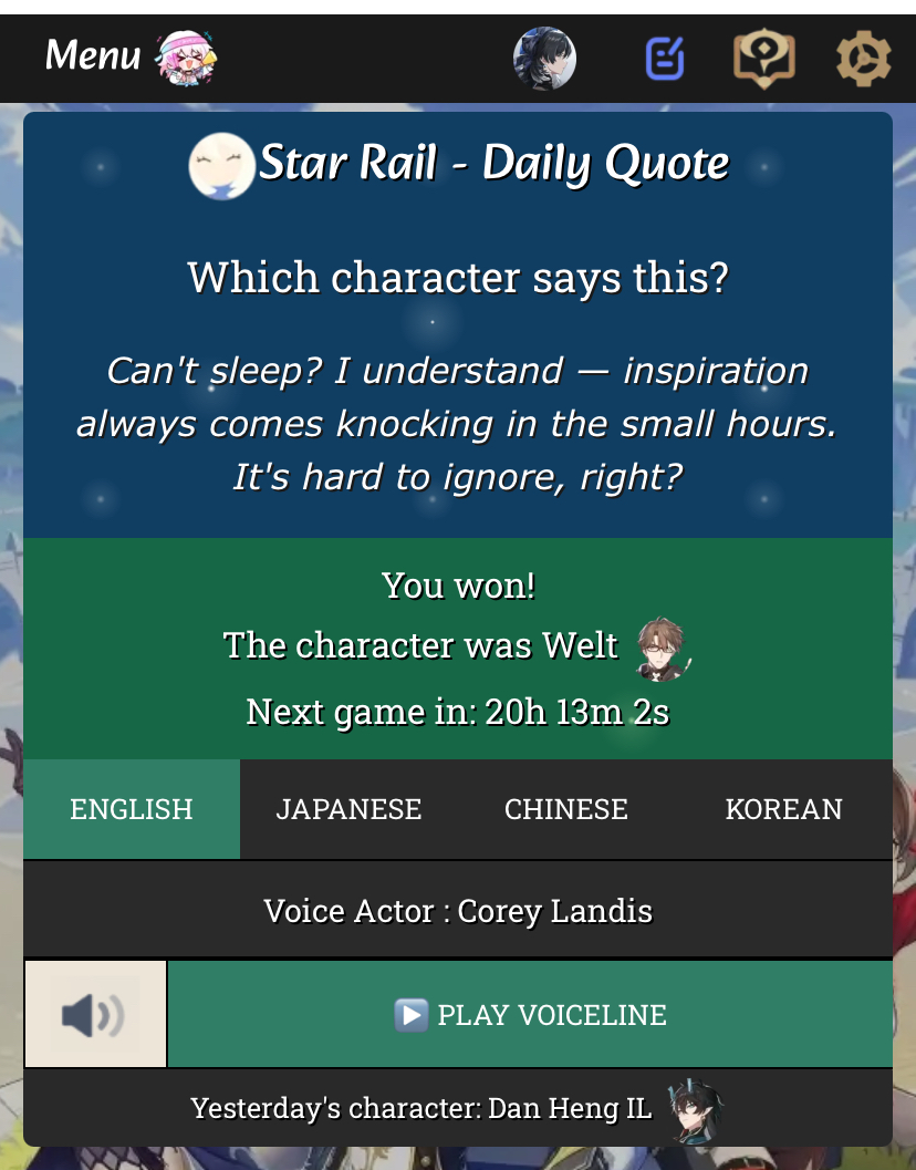 Genshindle daily quote Honkai: Star Rail | HoYoLAB