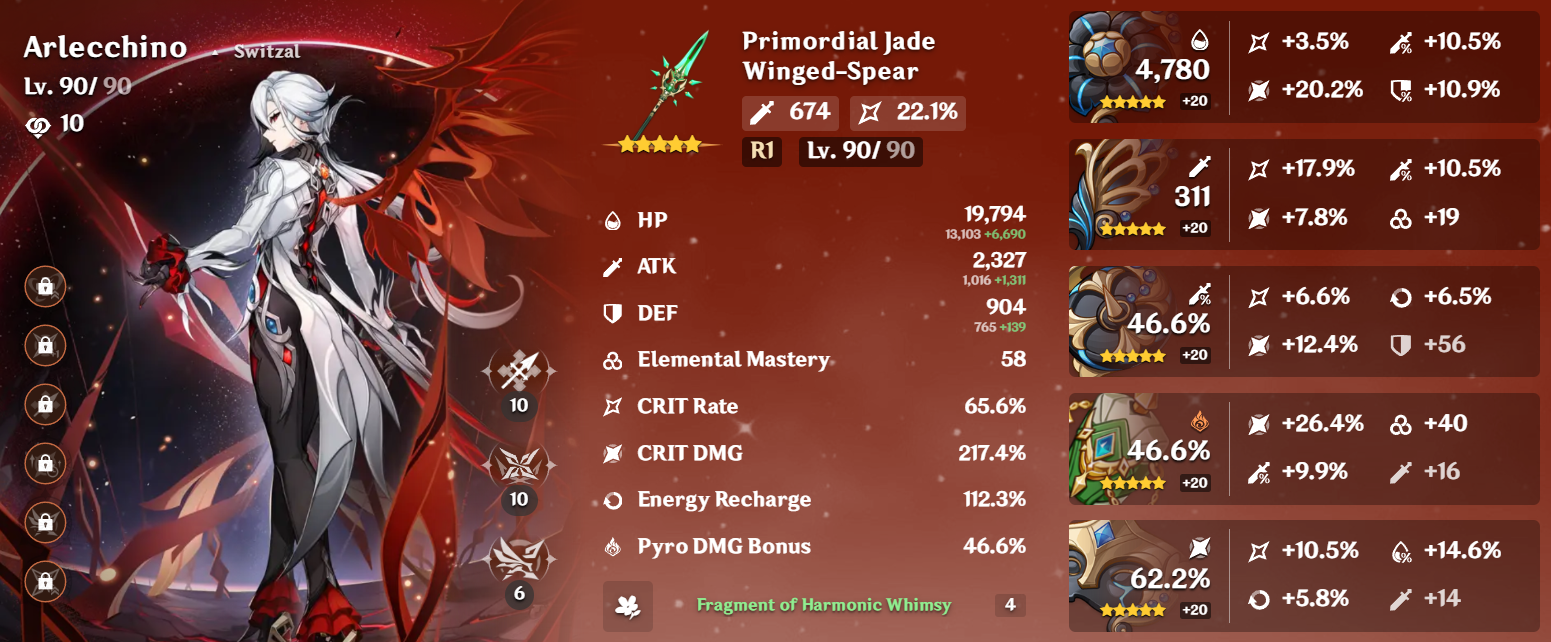 My Arlecchino build so far... Genshin Impact | HoYoLAB